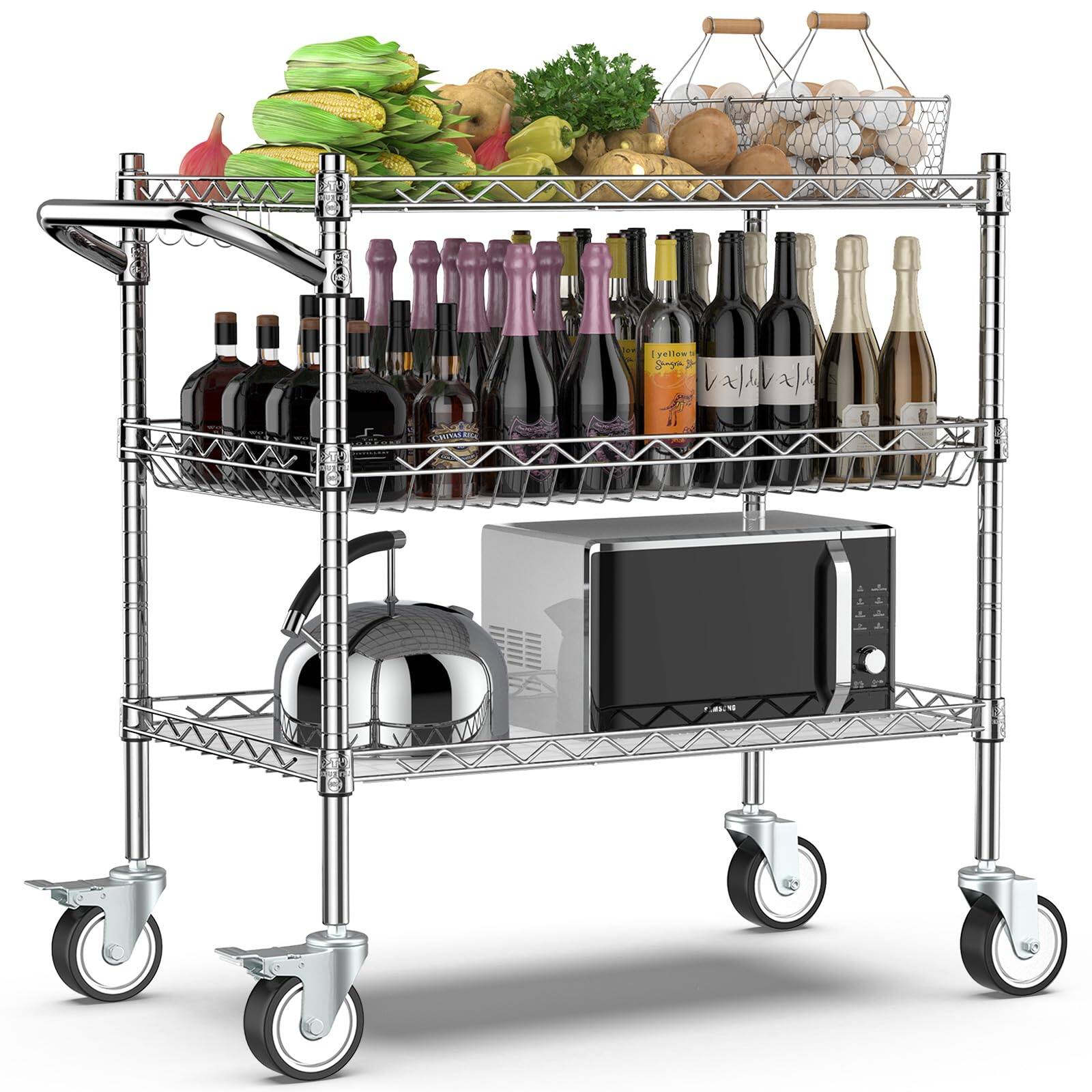 The Best Inks 3 Tier Rolling Carts With Wheels Heavy Duty Utility Cart ...