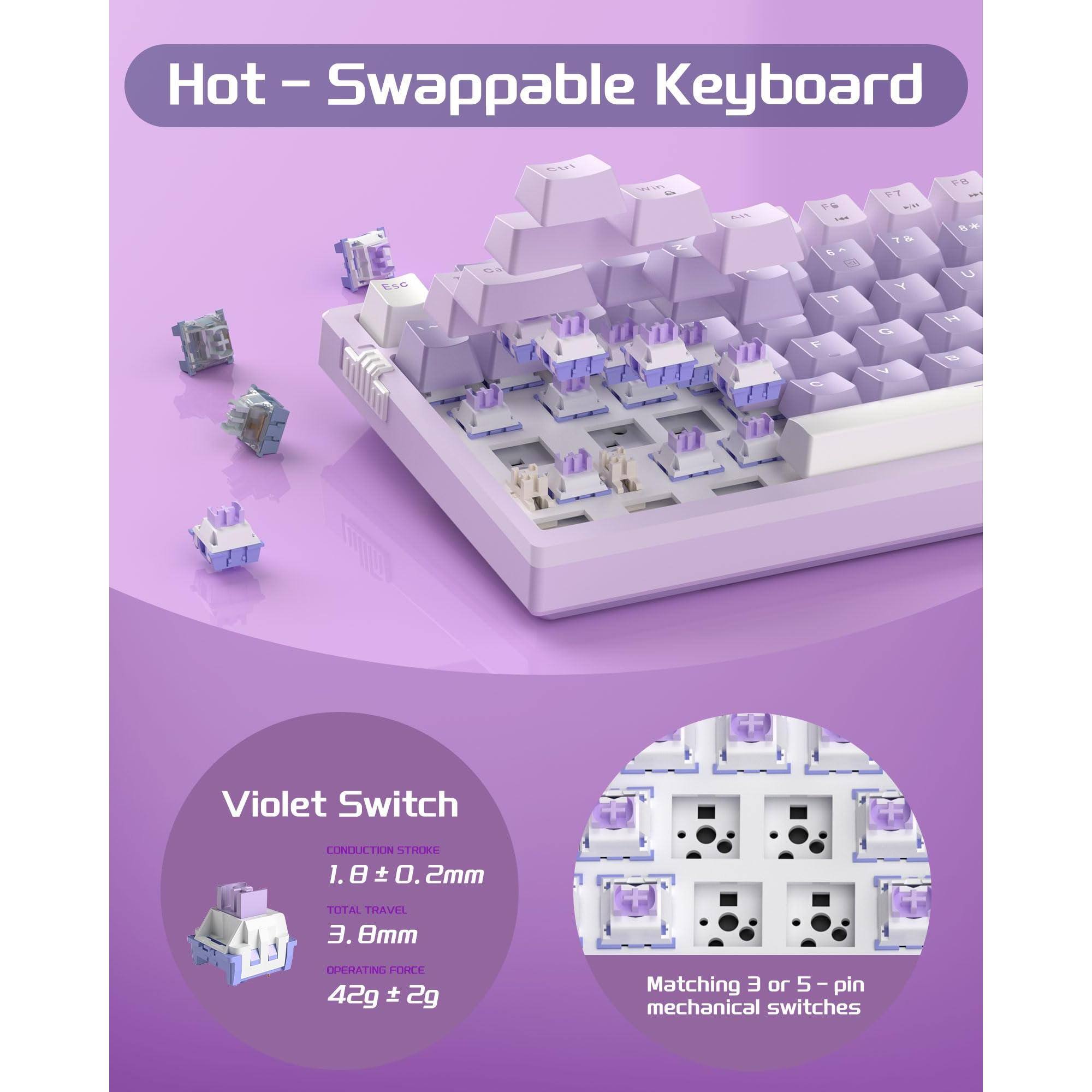 Earthley Blooms Sky98 Mechanical Gaming 96 Gasket Hot Swappable Wired ...