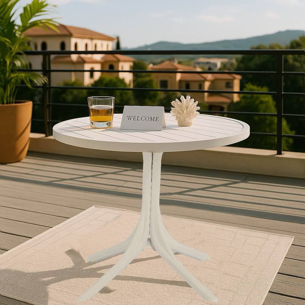 Ecooso Modern Round Plastic Table – 36 Inch Indoor/Outdoor Dining Table ...