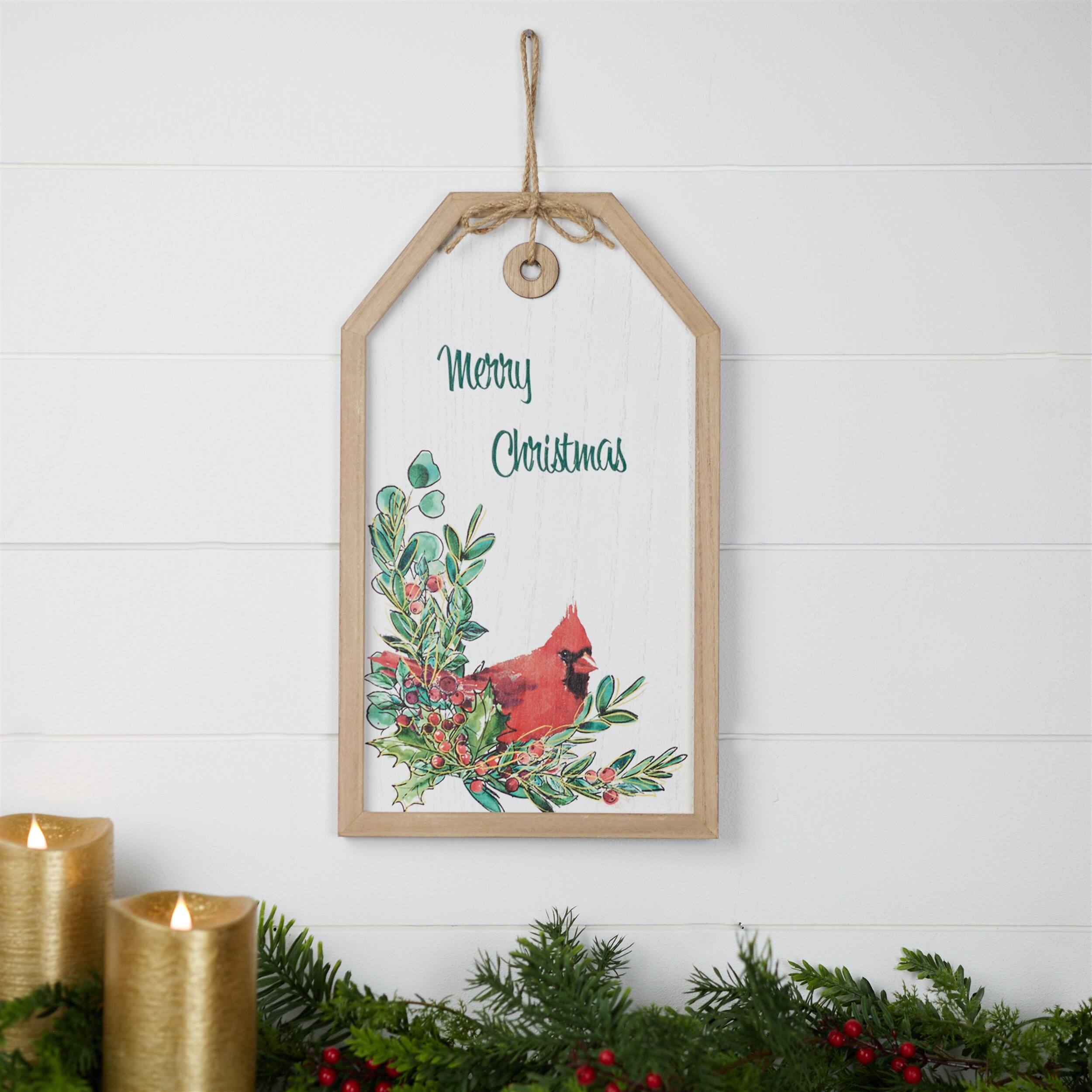 BreeBe Merry Christmas Cardinal Tag White, Green, Red 94237DS - Best Buy