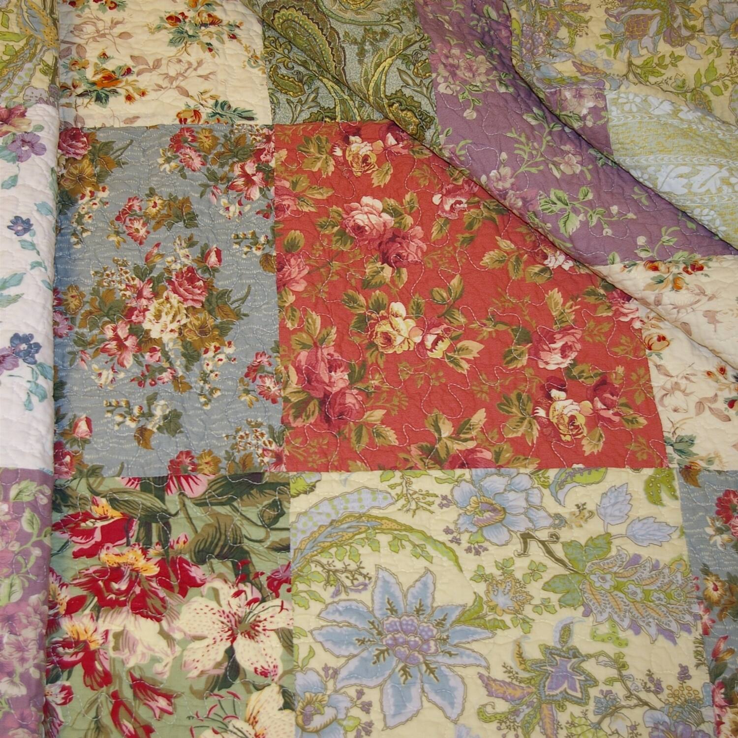 Hivvago Full / Queen size 100% Cotton Floral Paisley Reversible Quilt ...
