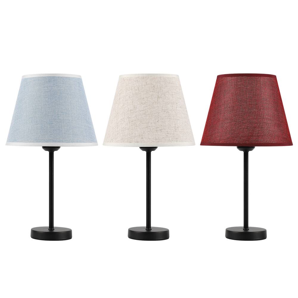 Oumilen 3 Color Small Table Lamp with Fabric Shade, Black Metal Base ...