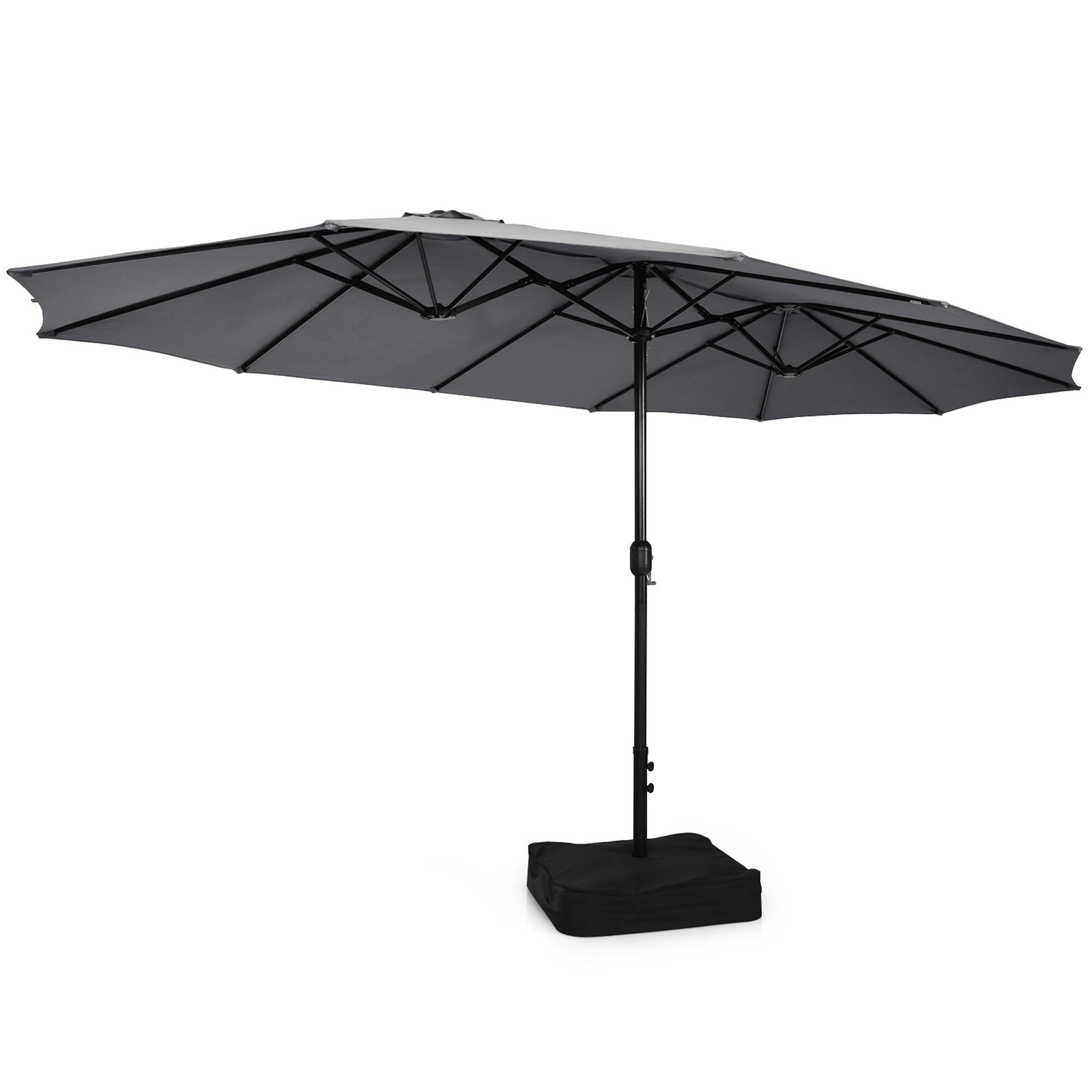 Gymax 15 ft Double Sided Patio Twin Umbrella Extra Large Market ...