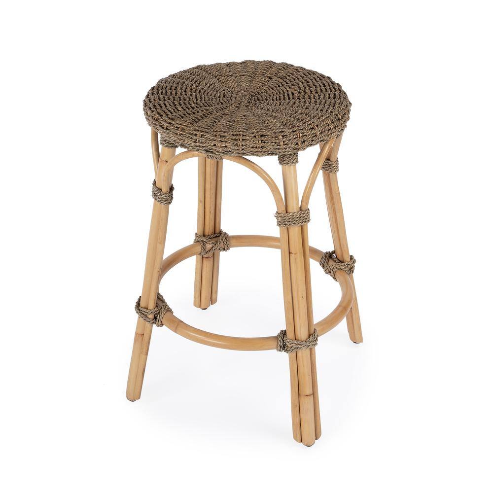 Butler Specialty Tobias Rattan Round 24" Counter Stool Light Brown ...