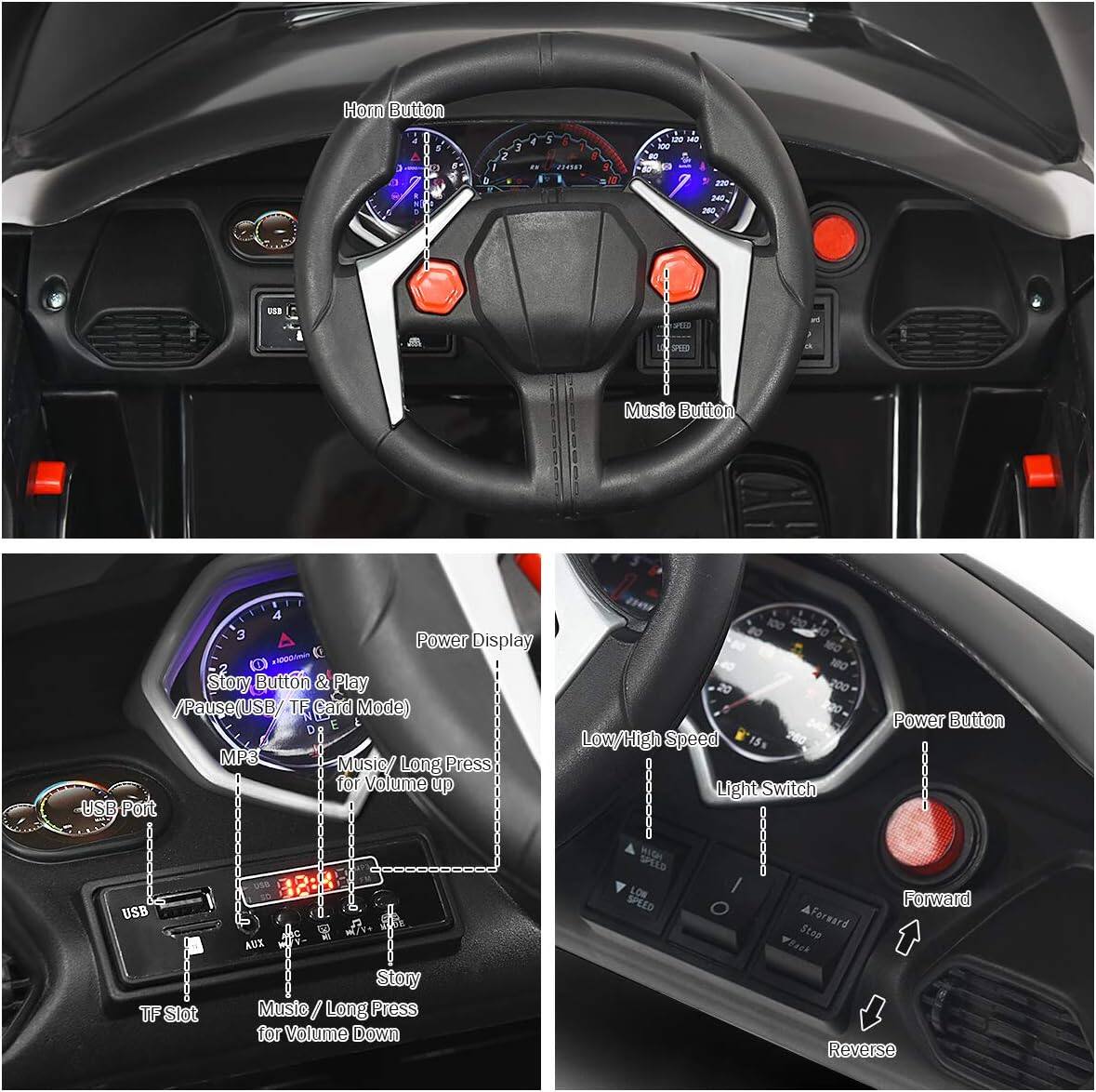 Ecooso 12V 2.4G RC 4 Wheel Electric Vehicle & Electric Ride On Toy with ...