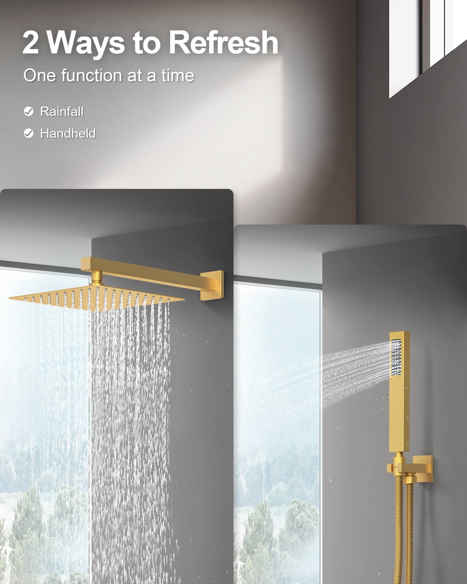 GRANDJOY 10" Wall Mount Shower Faucet System with Rainfall Shower Head ...