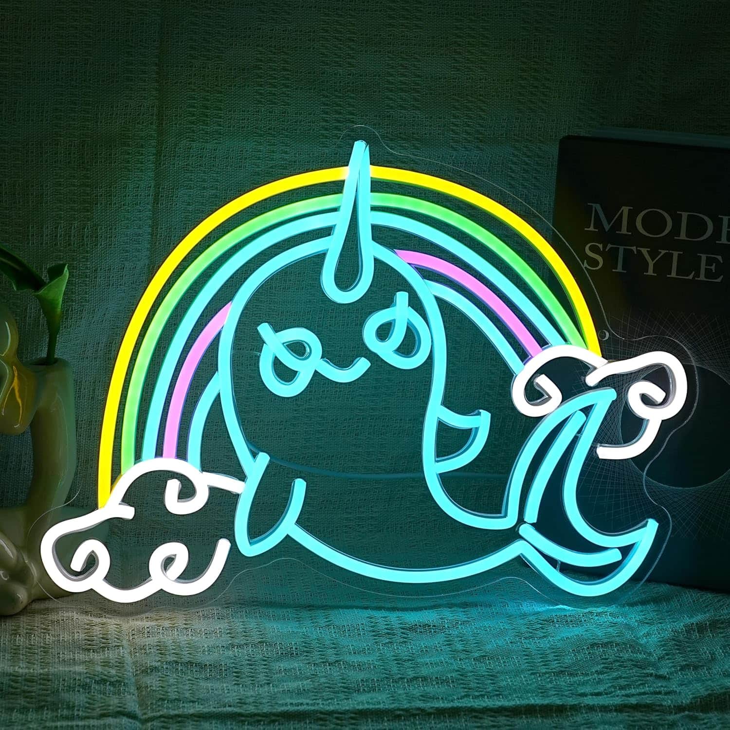 Rainbow Auledio - Narwhal Neon Sign Dreamy Narwhal Led Sign Dimmable ...