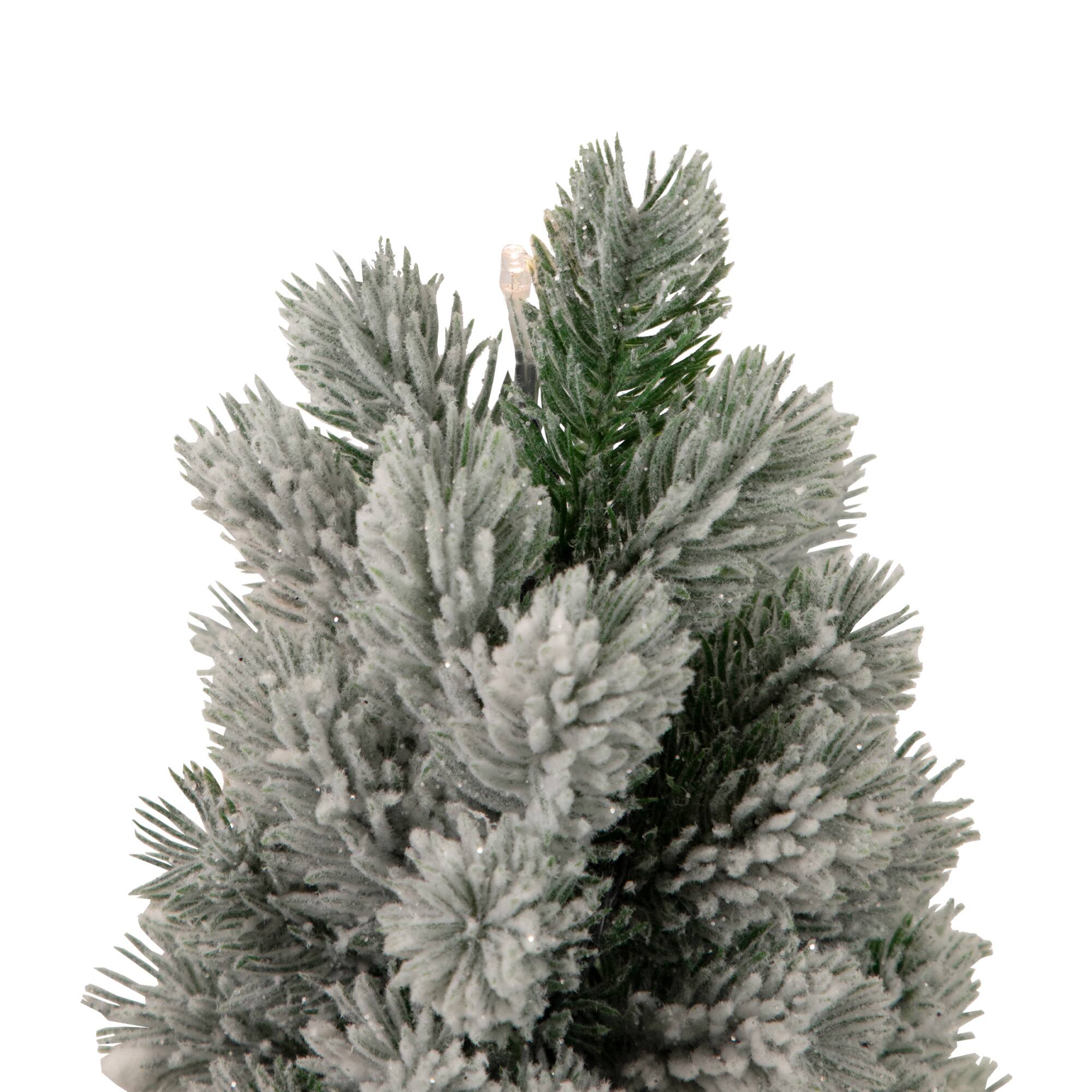 Northlight 16" LED Lighted Mini Frosted Pine Christmas Tree in Cement ...
