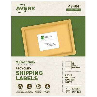 Avery EcoFriendly Laser/Inkjet Shipping Labels, 3 1/3" x 4", 600 Labels ...
