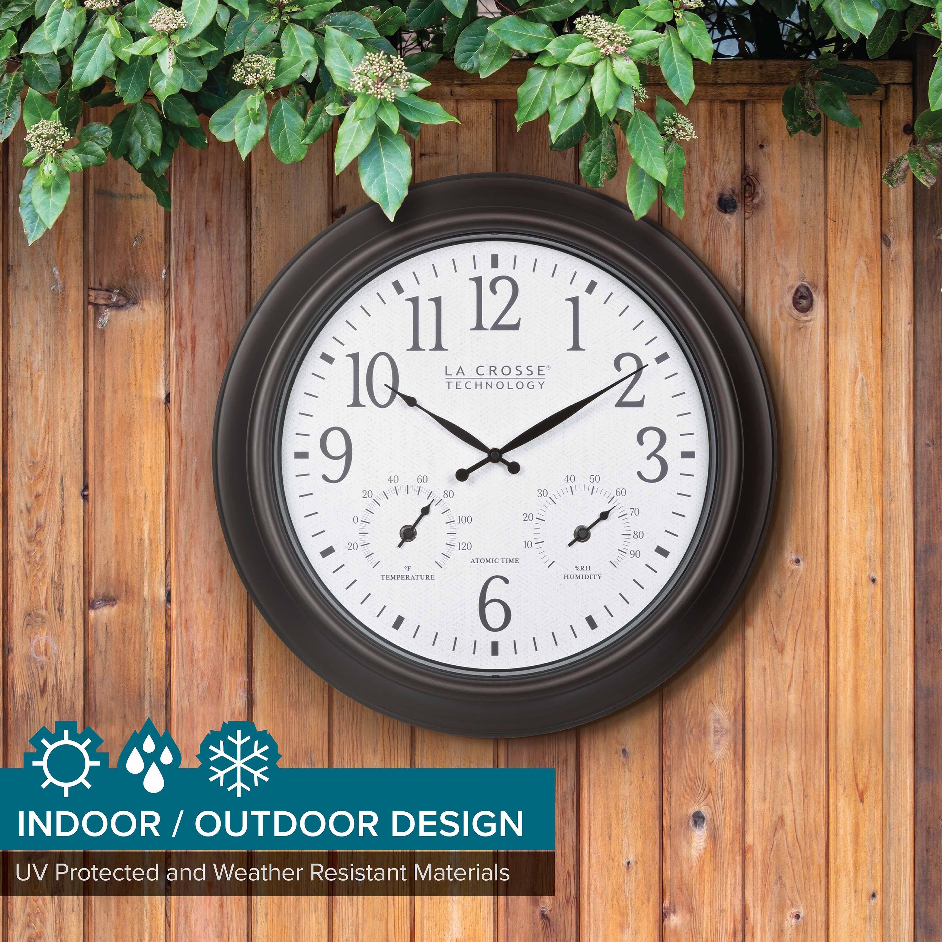 La Crosse Technology 18 Inch Indoor/Outdoor Atomic Analog Wall Clock ...