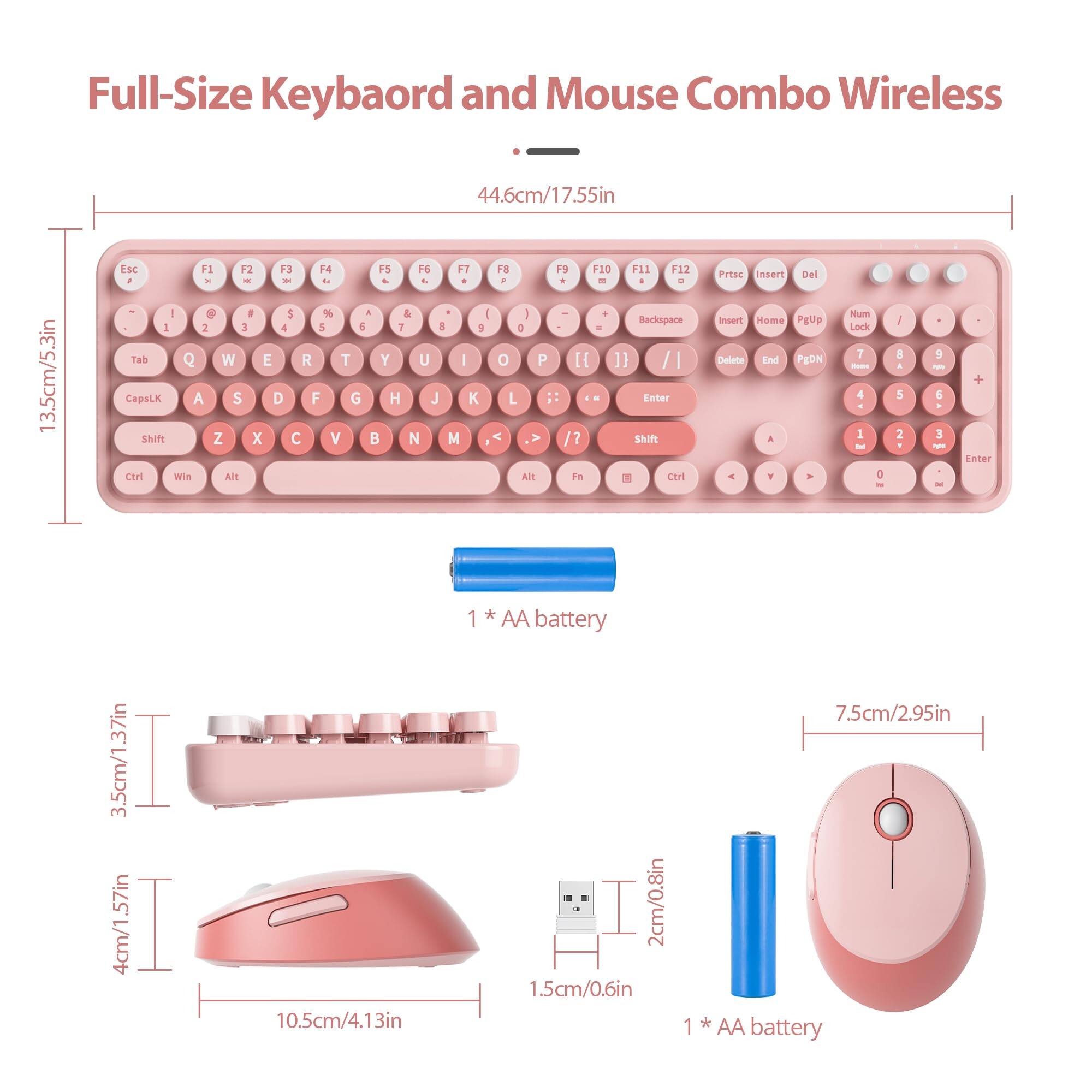 Pacoar Cade Pink Retro Typewriter And Mouse Wireless hz Office Full ...