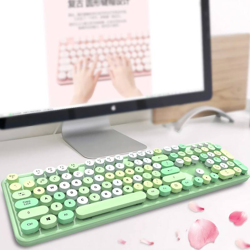 Luckbyte Retro Full Size Wireless Keyboard & Mouse Combo Typewriter ...
