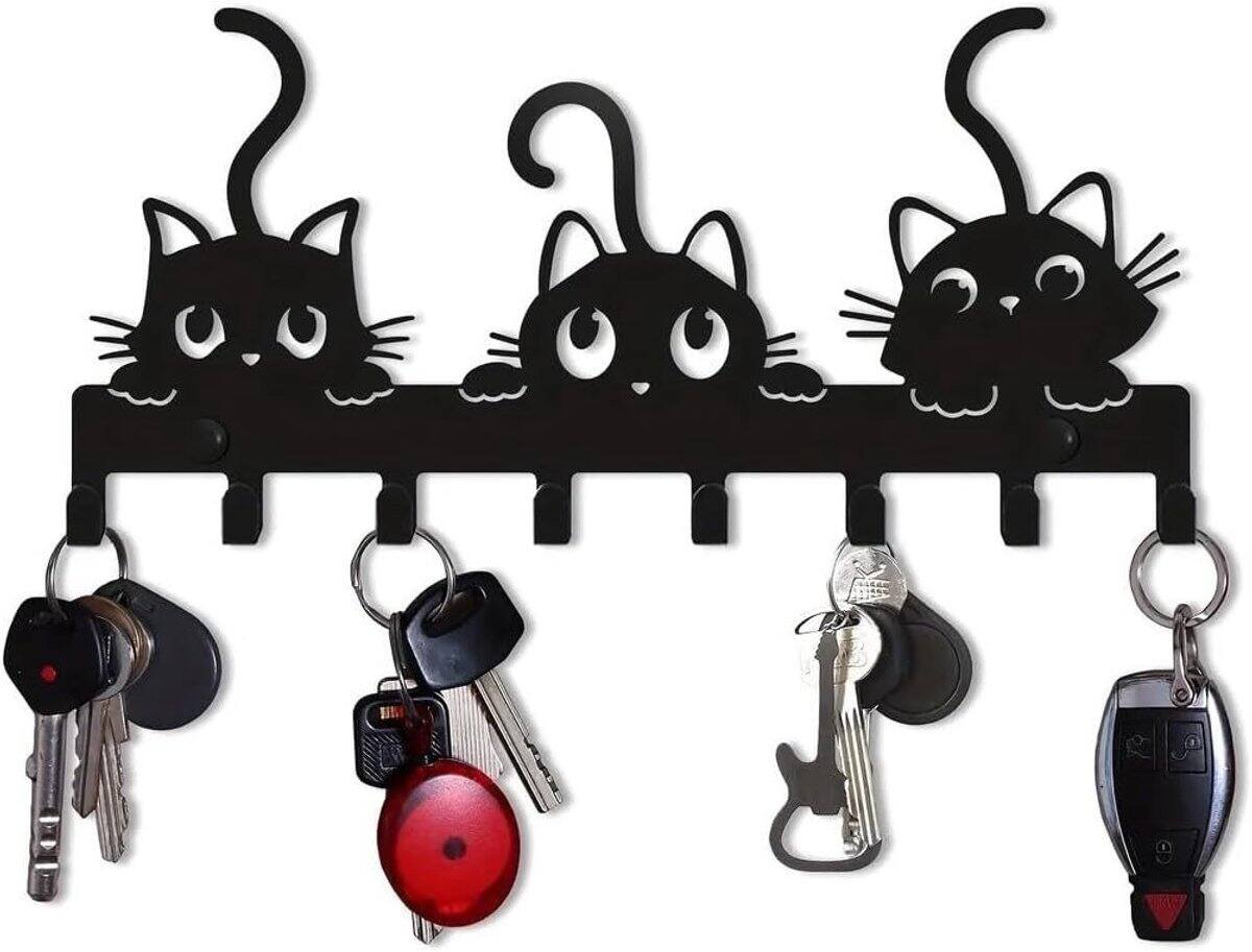 Auledio Keychain Wall Mount, Metal 8 Hooks, Door Key Storage Rack, Home ...