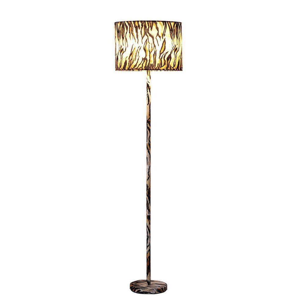 Hivvago Animal Print Floor Lamp with Tiger Stripe Faux Suede Drum Shade ...