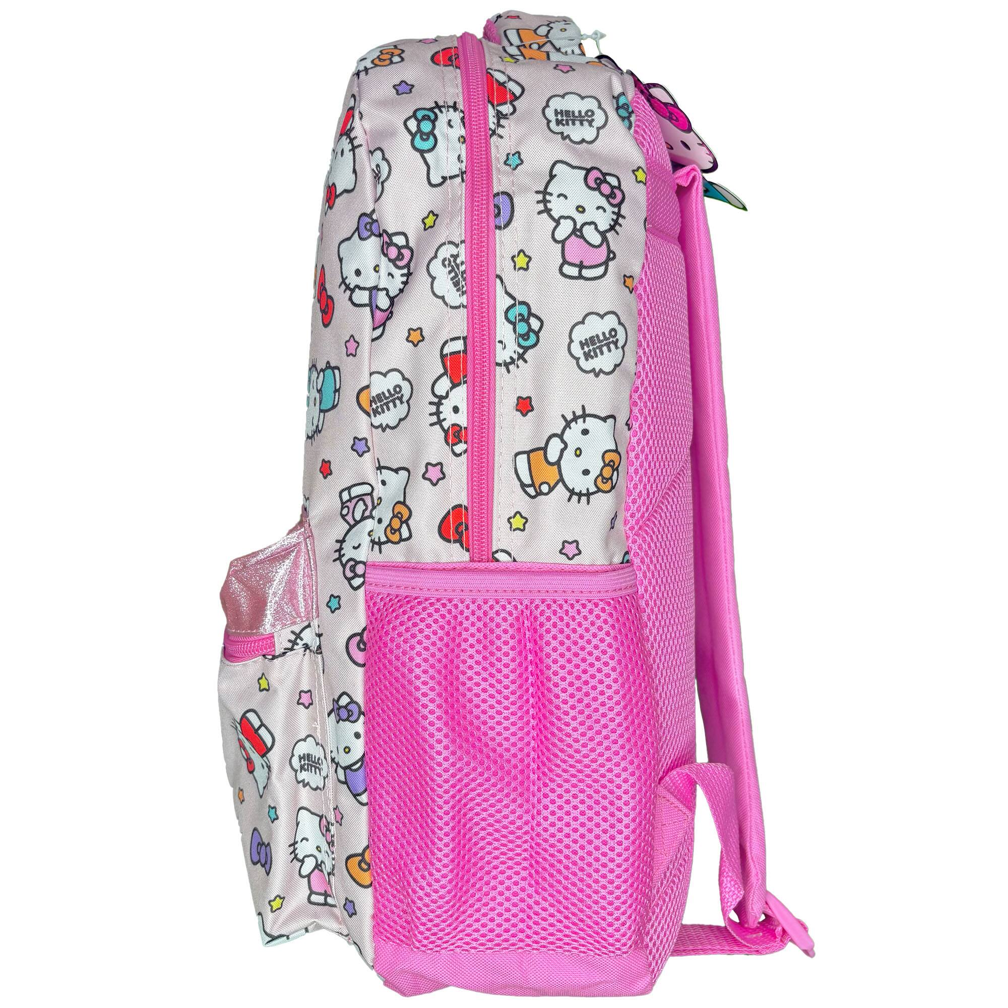 Hello Kitty Nylon Pink Backpack 16" School Bookbag for Girls ages 3 ...