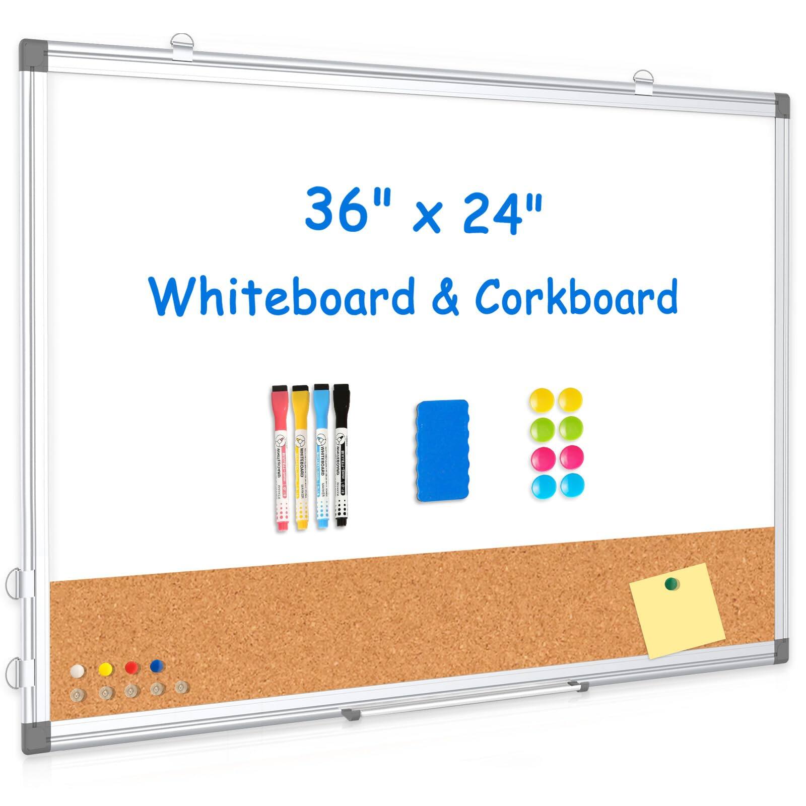PARKER SLATER Monthly Calendar Whiteboard Dry Erase Cork Board Combo ...