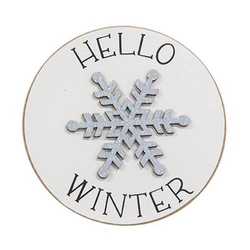BreeBe Hello Winter Snowflake Circle Easel Sign White G36440 - Best Buy