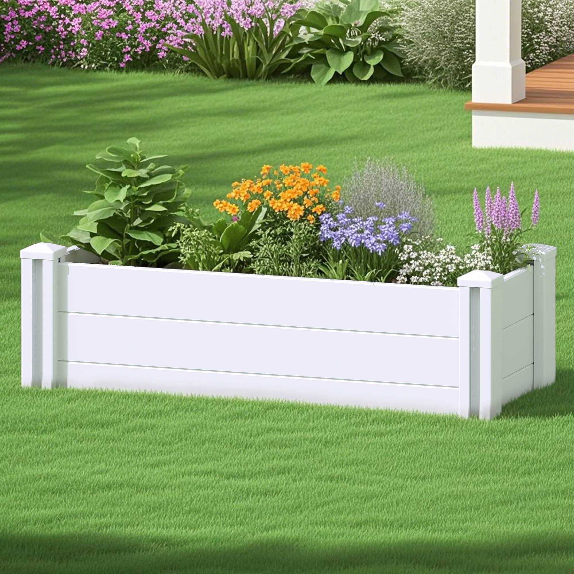 PexFix 39.2 in. W x 13 in. H Rectangle Vinyl PVC Planter Box Raised ...