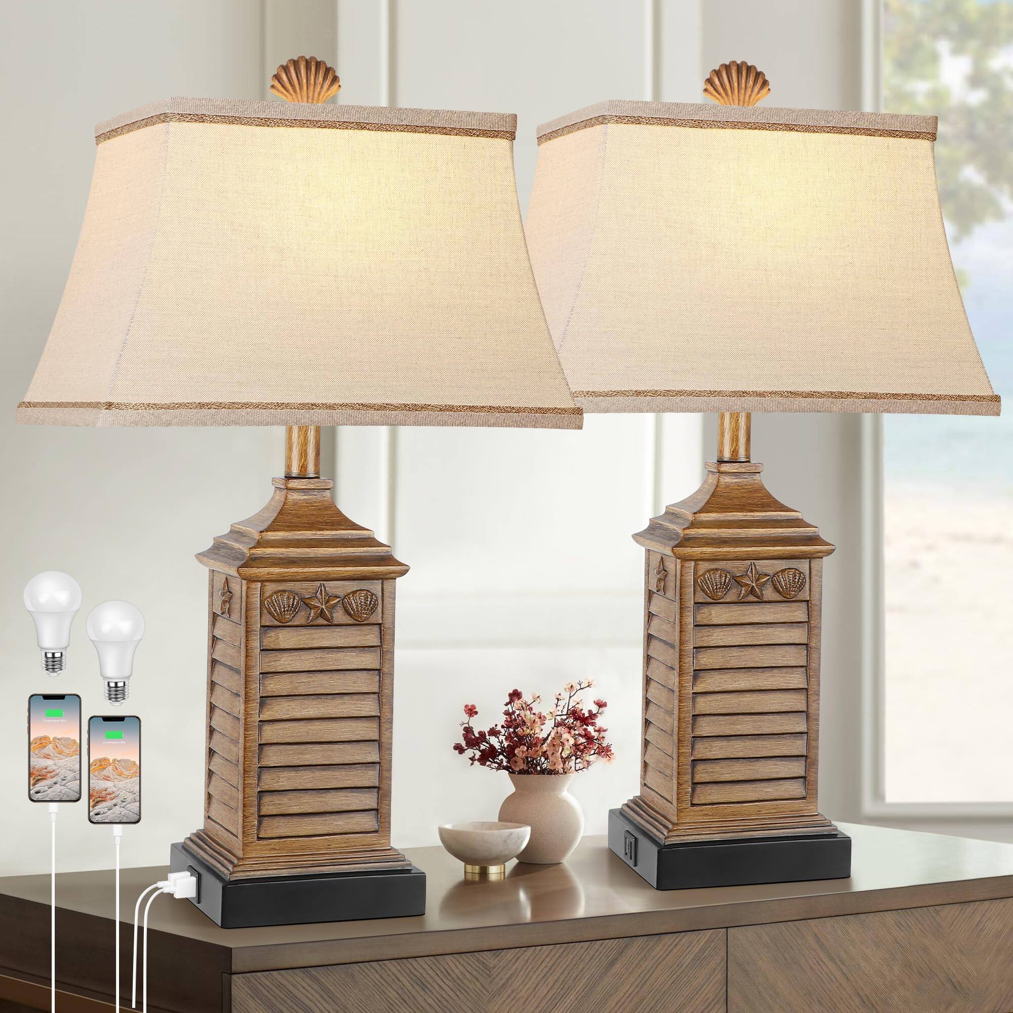 Dazzling Pops Table Lamps Set Of Beach Living For Bedroom With Usb A c ...