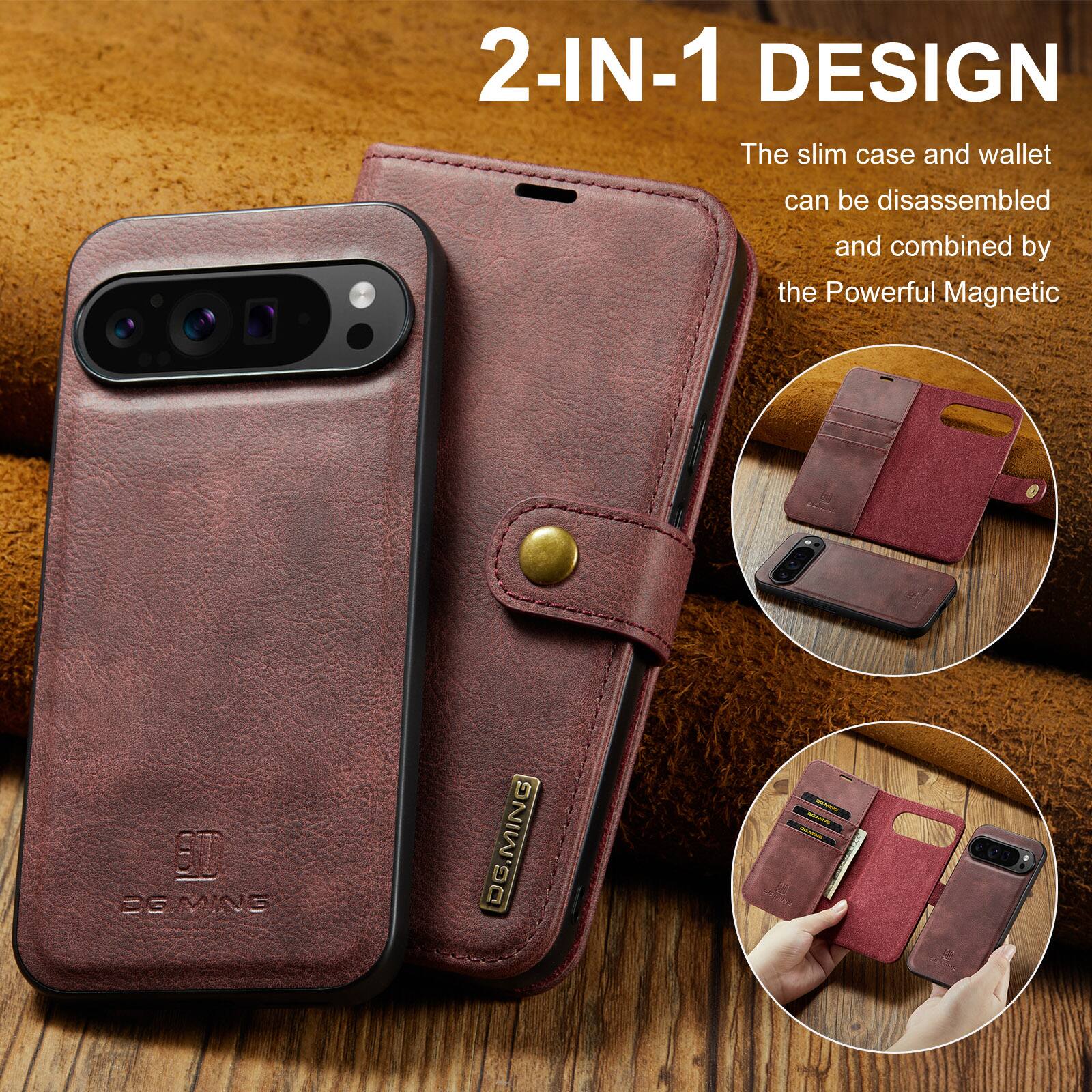 Dteck Case For Google Pixel 10 Pro XL 2 in 1 Vintage Leather Magnetic ...
