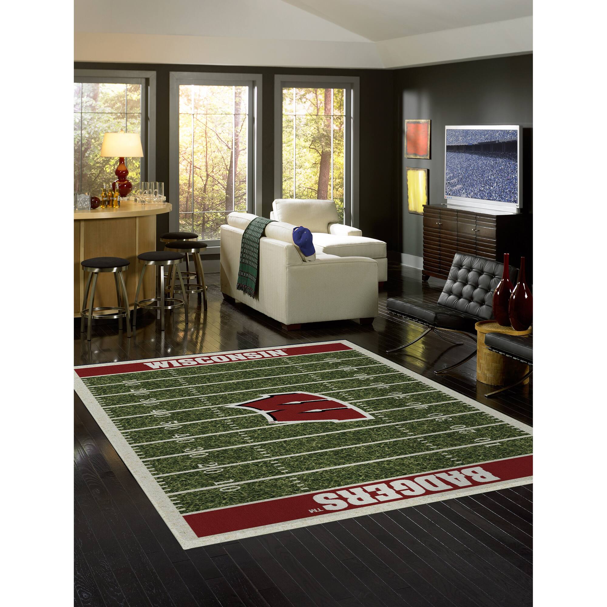 Imperial Wisconsin Badgers 7'8'' x 10'9'' Home Field Rug Black 4299530 ...