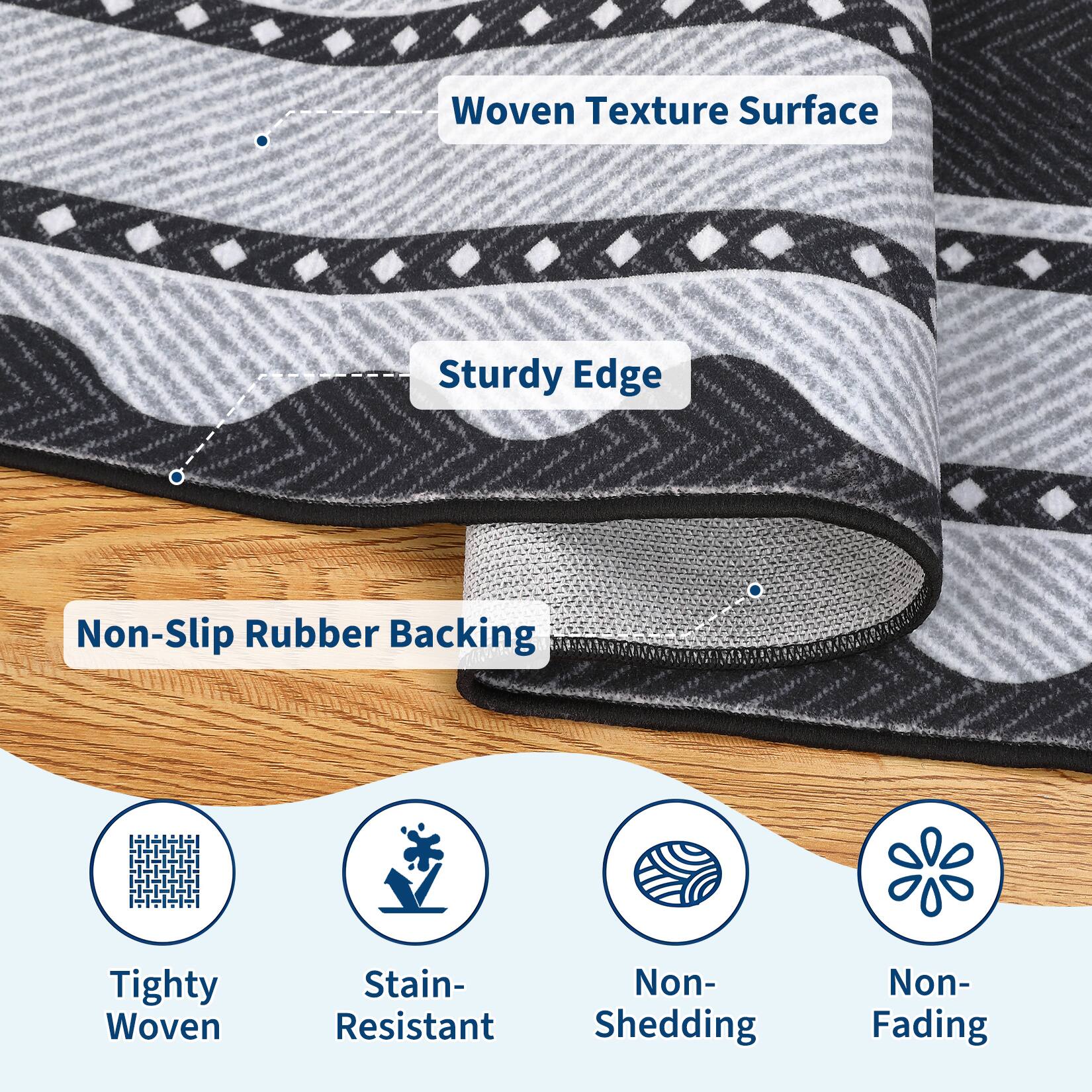 GARVEE Modern Textured Border Area Rug Minimalist Low Pile Non Slip ...