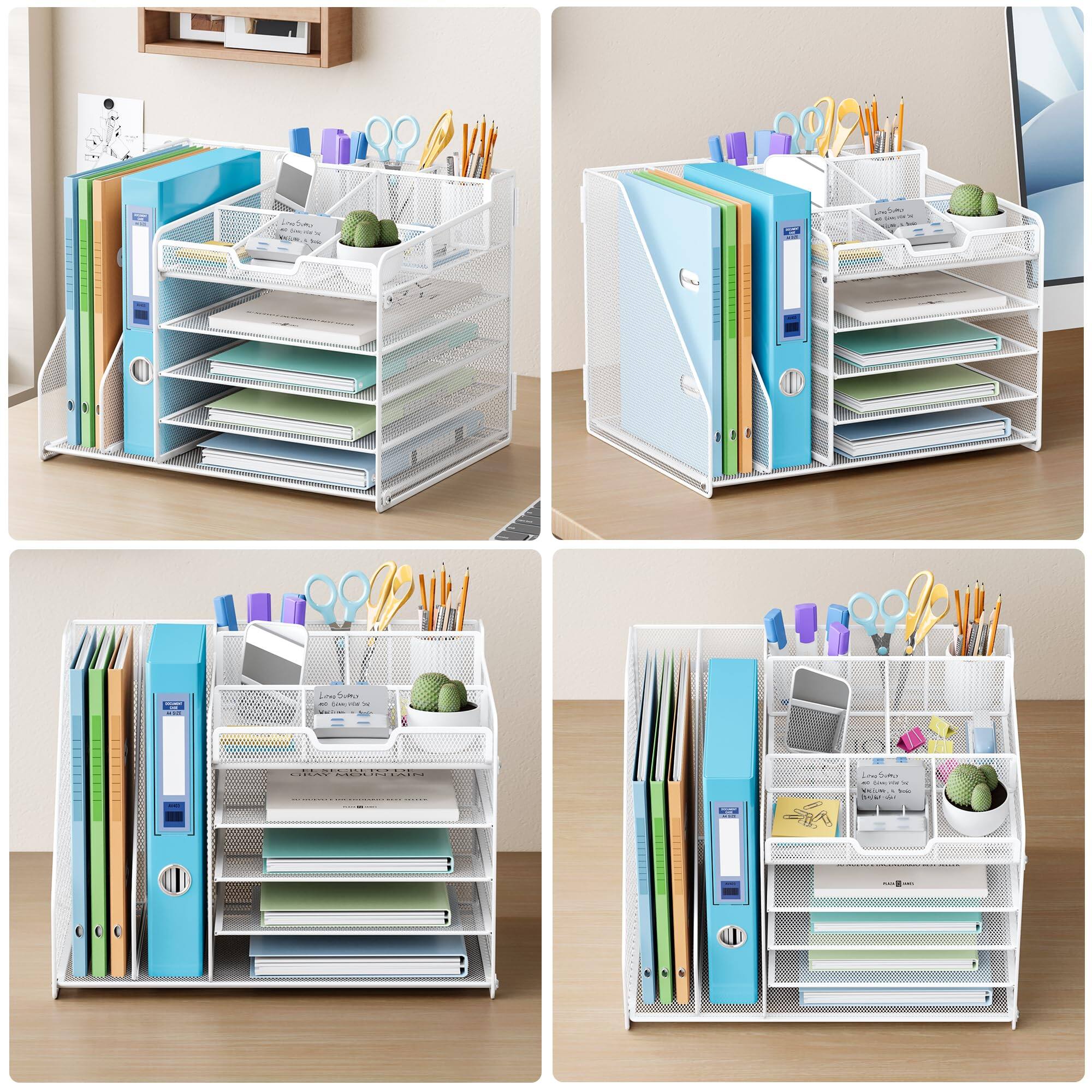 Paradigms Interiors 5 tier Desk Organizer With 2 File Holders Metal ...