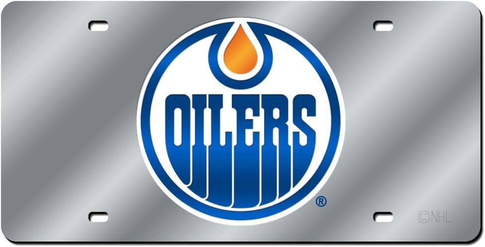 Rico Industries Edmonton Oilers NHL Logo Mirror Look Silver Laser ...