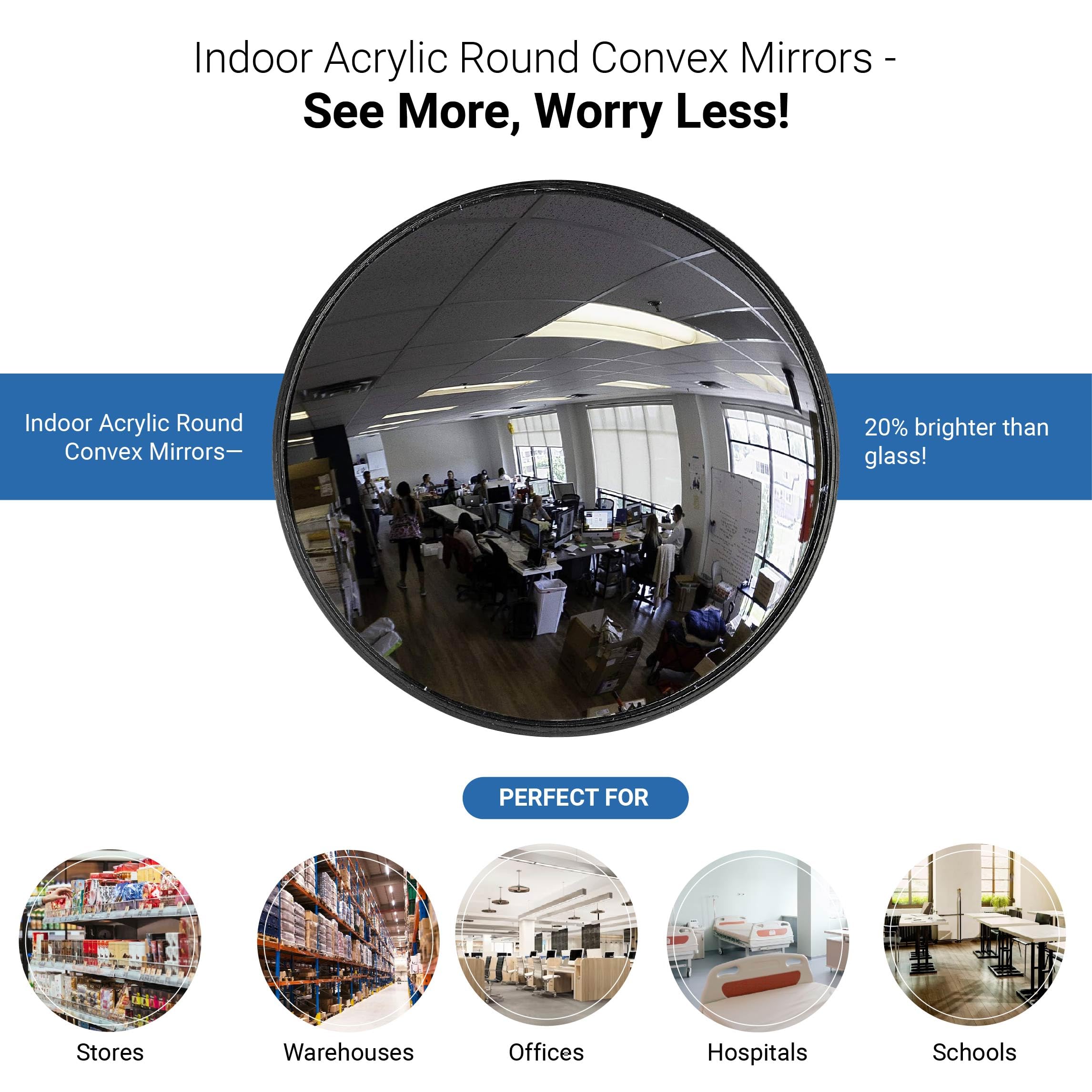 Live At Space 12" Indoor Convex Mirror With Plastic Round Security For ...