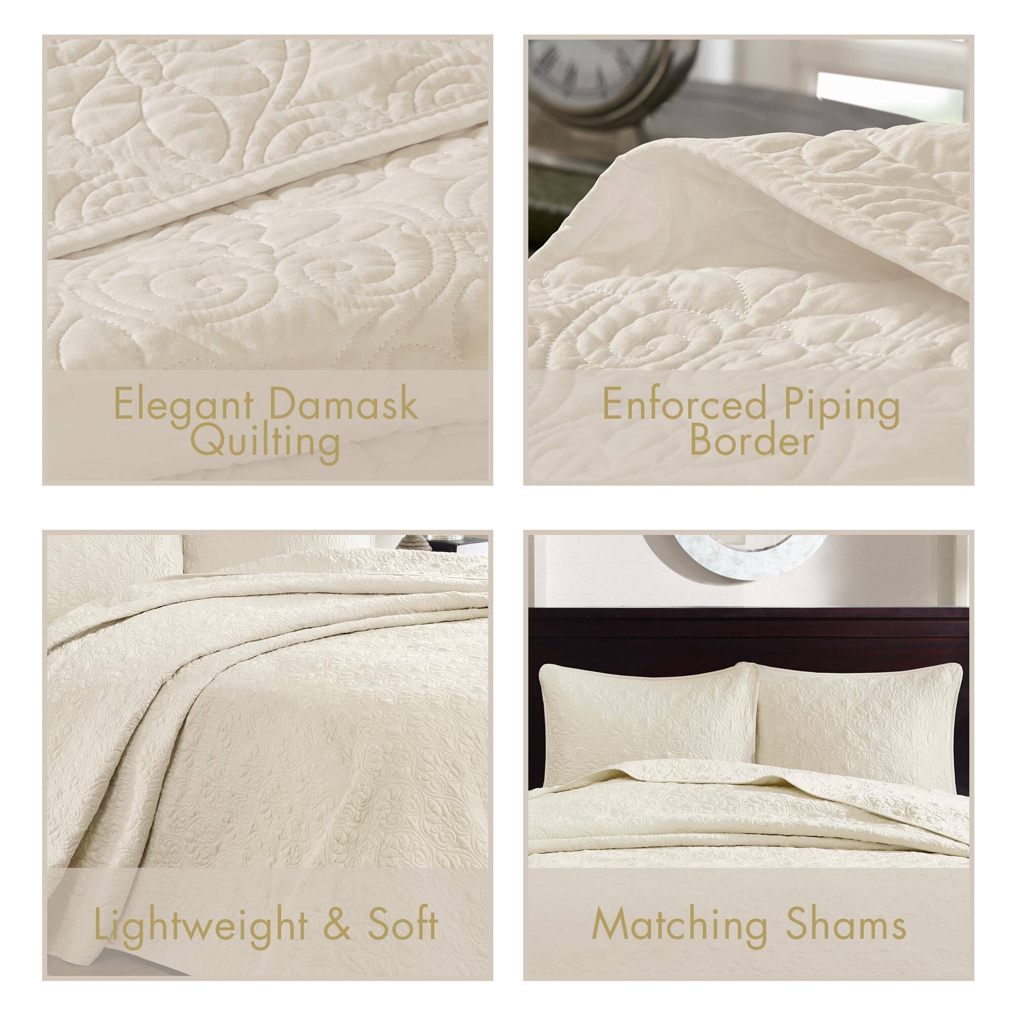 Paradigms Interiors Quebec Size Quilt Bedding Set Damask 2 Piece ...