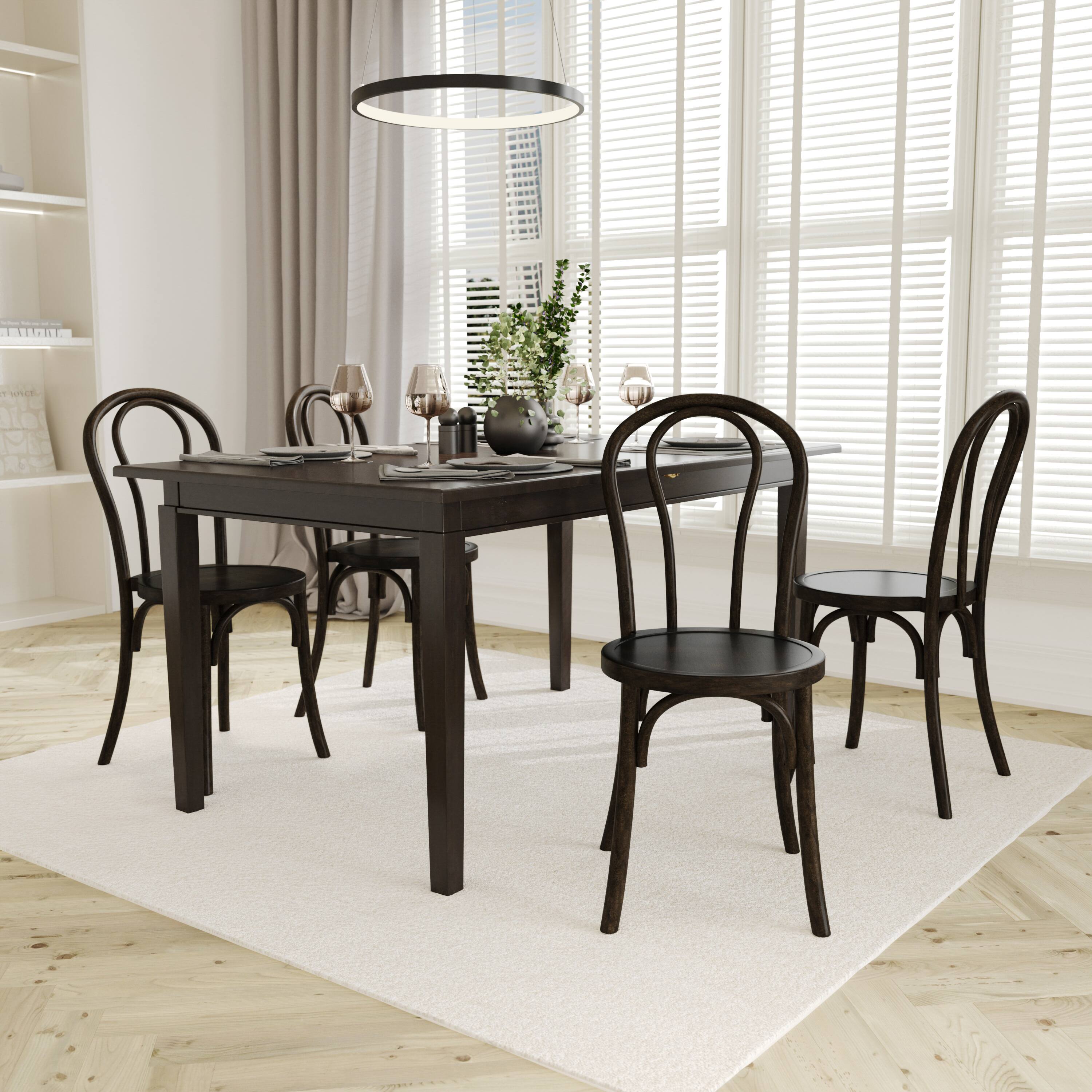 Emma + Oliver Swartz Set of 2 Solid Wood Thonet Style Stack Dining ...