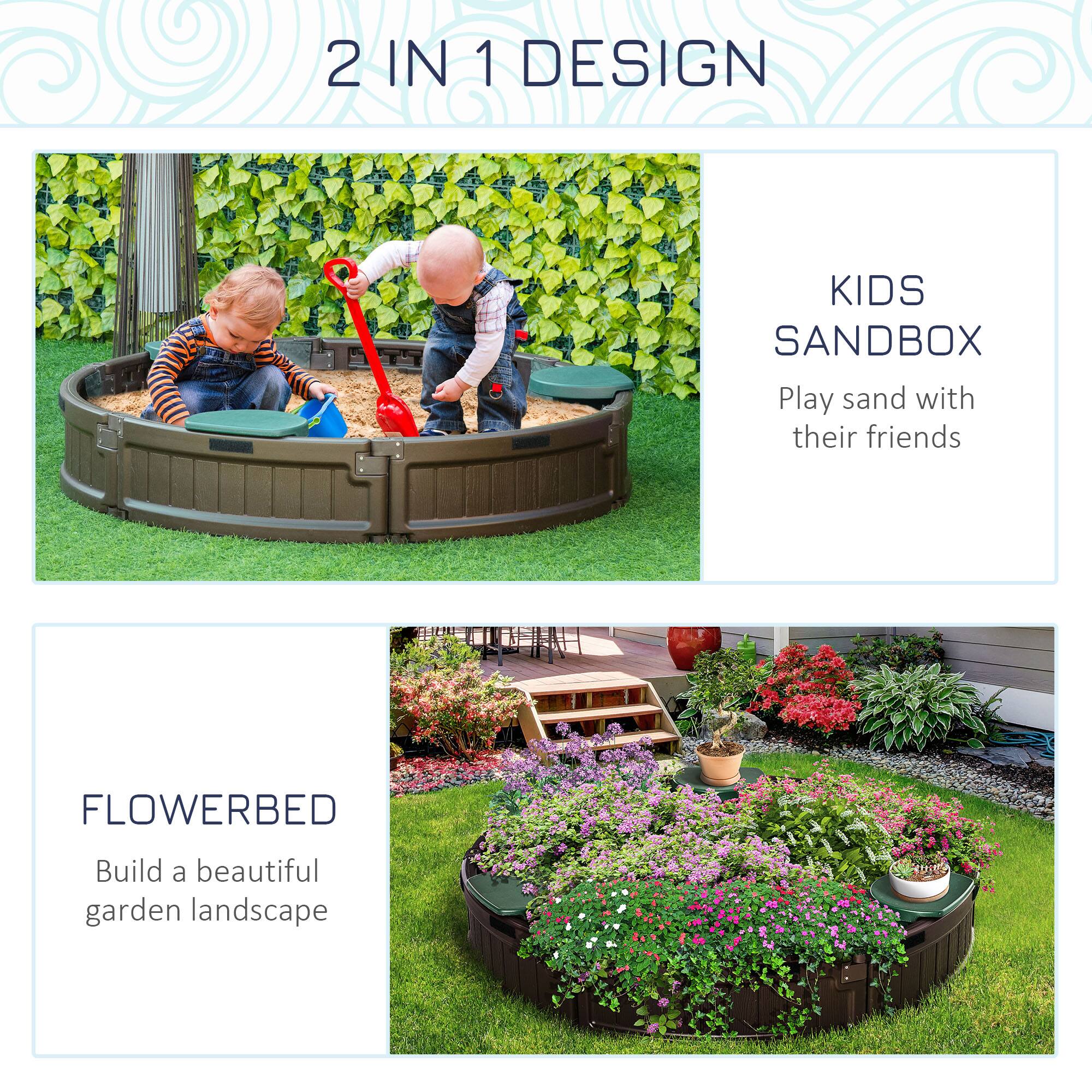Outsunny Kids Outdoor Sandbox, Cover, Garden Bed Sand Pit, Easy ...