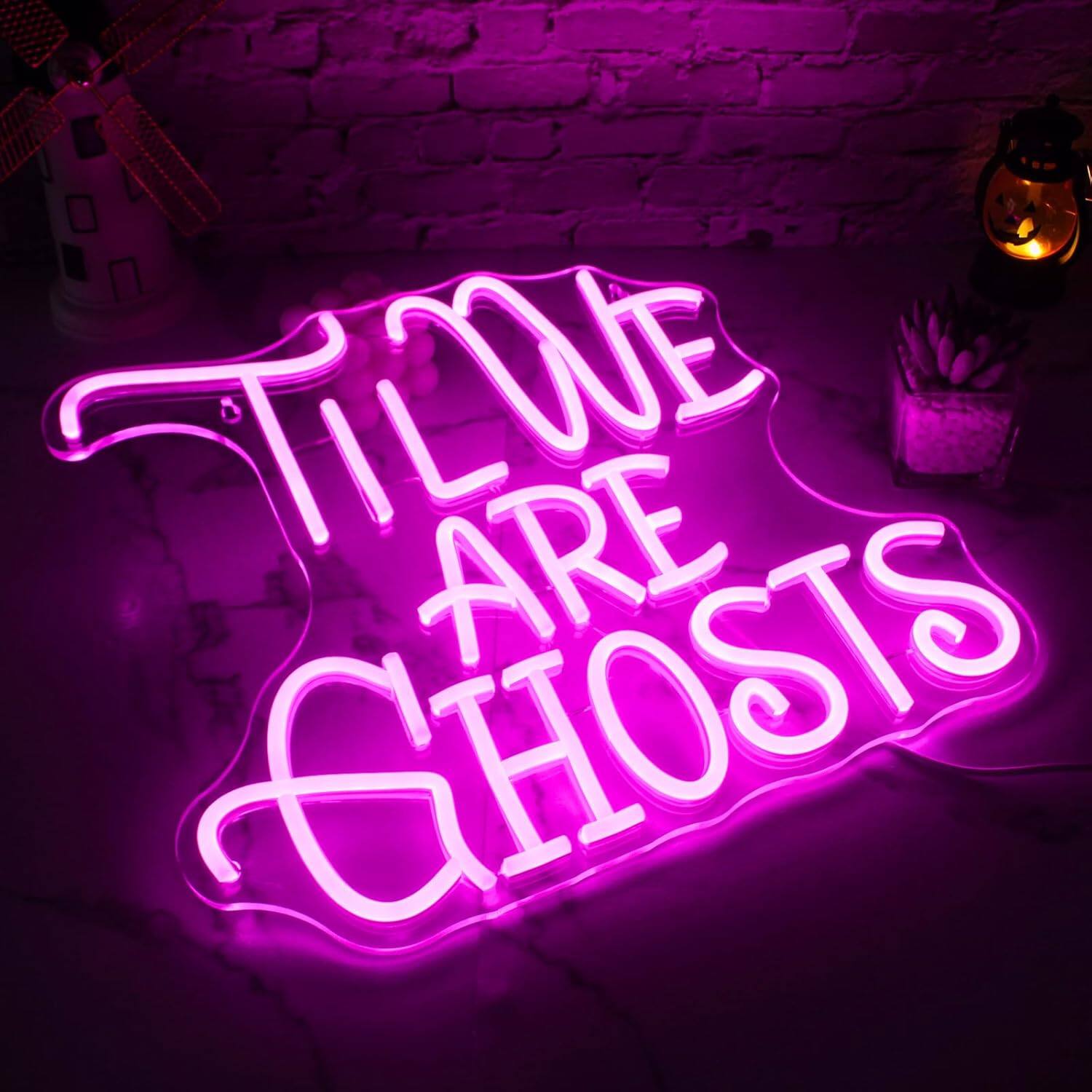 Auledio Til We Are Ghost Neon Sign Pink Gothic Home Decor Valentine's ...