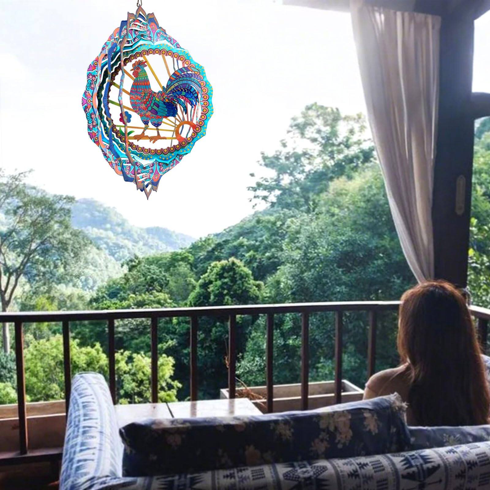 Fabibe Rooster Wind Spinner For Yard And Garden 12in Spinners Outdoor Gifts Chicken Women Mother ...