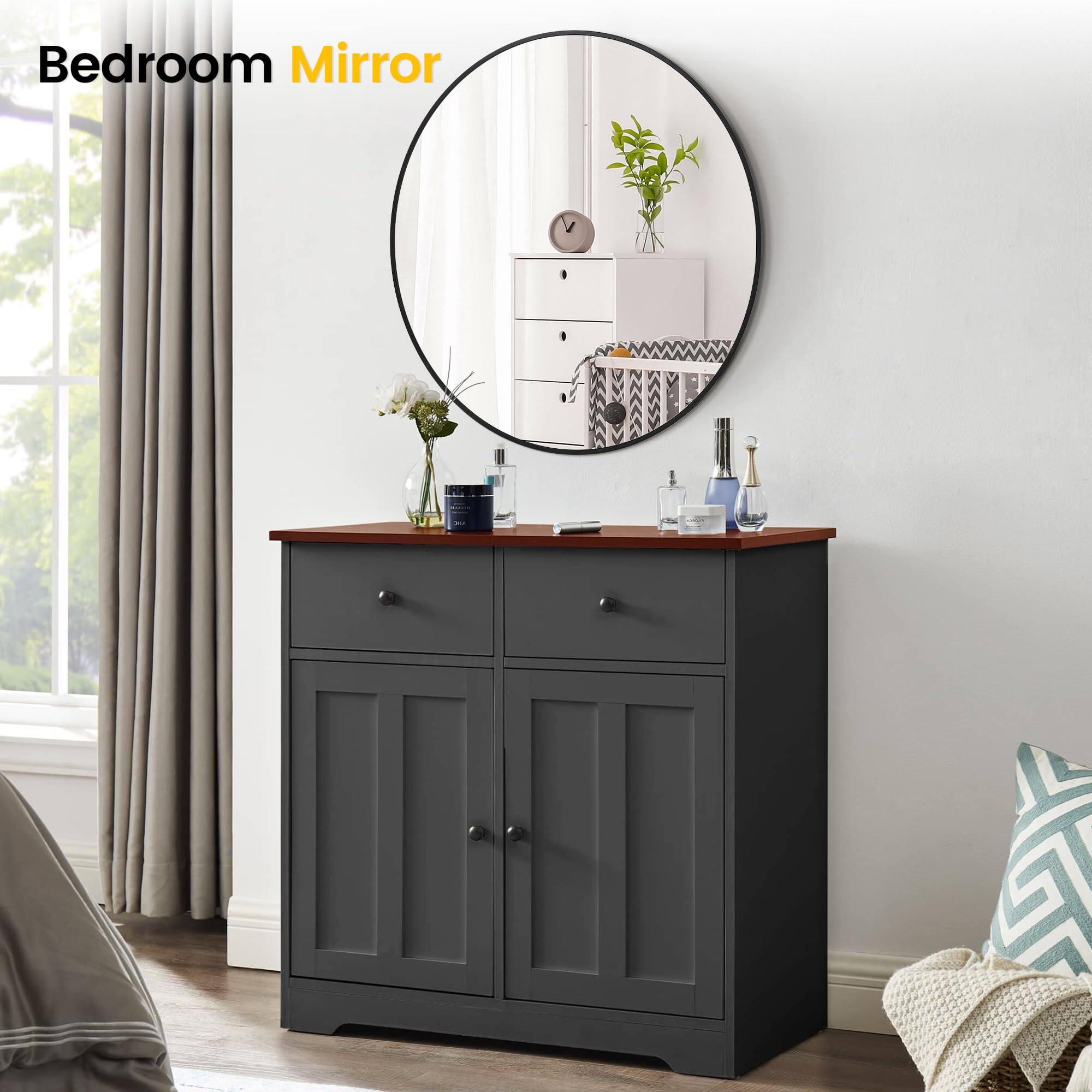 Comfort Essence Round Wall Mirror Circle Metal Frame For Bathroom ...