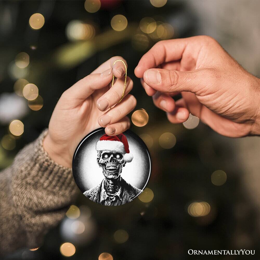 OrnamentallyYou Ghastly Undead Zombie with Santa Hat Ornament Eerie ...