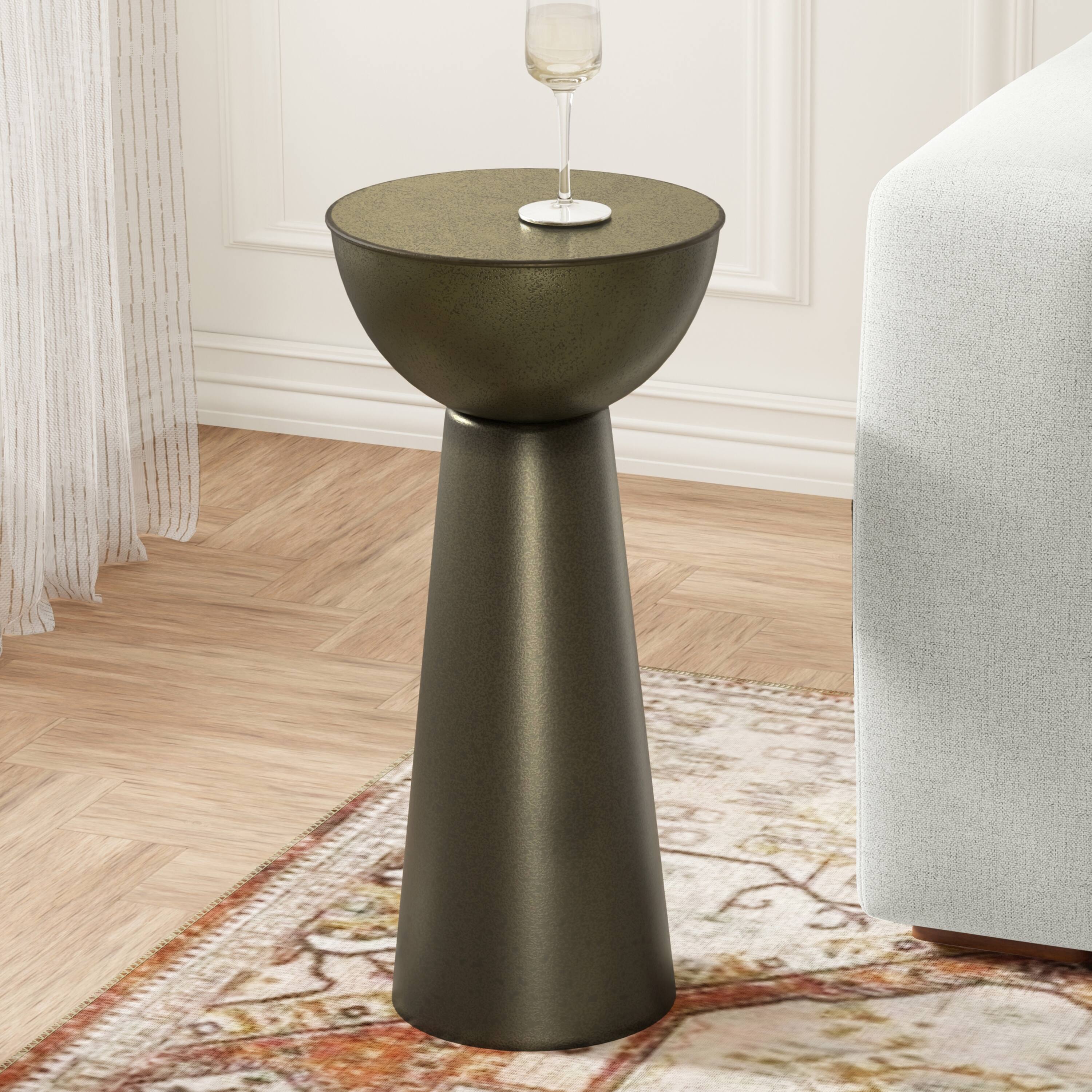 Simpli Home Surrey 12 inch Wide Solid Iron Side Table Antique Gold ...