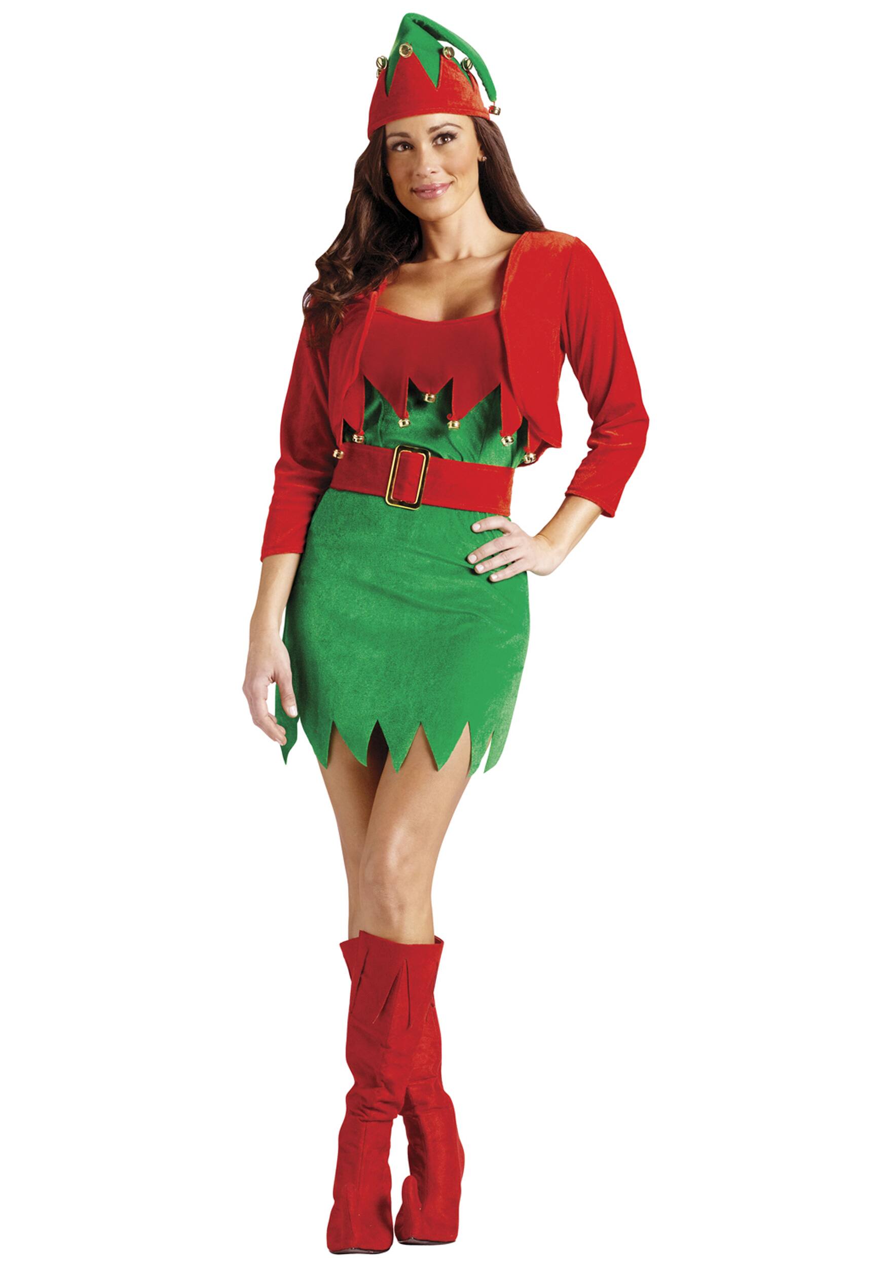 Fun World and Green Elfalicious Elf Women Adult Christmas Costume ...