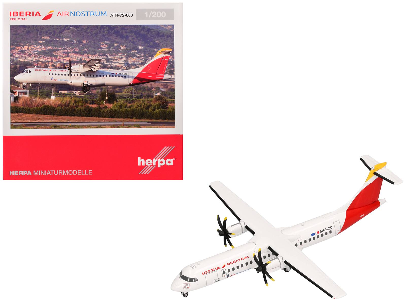 ATR 72 600 Commercial Aircraft "Iberia Regional" (9H NCD) Tail 1/200 ...
