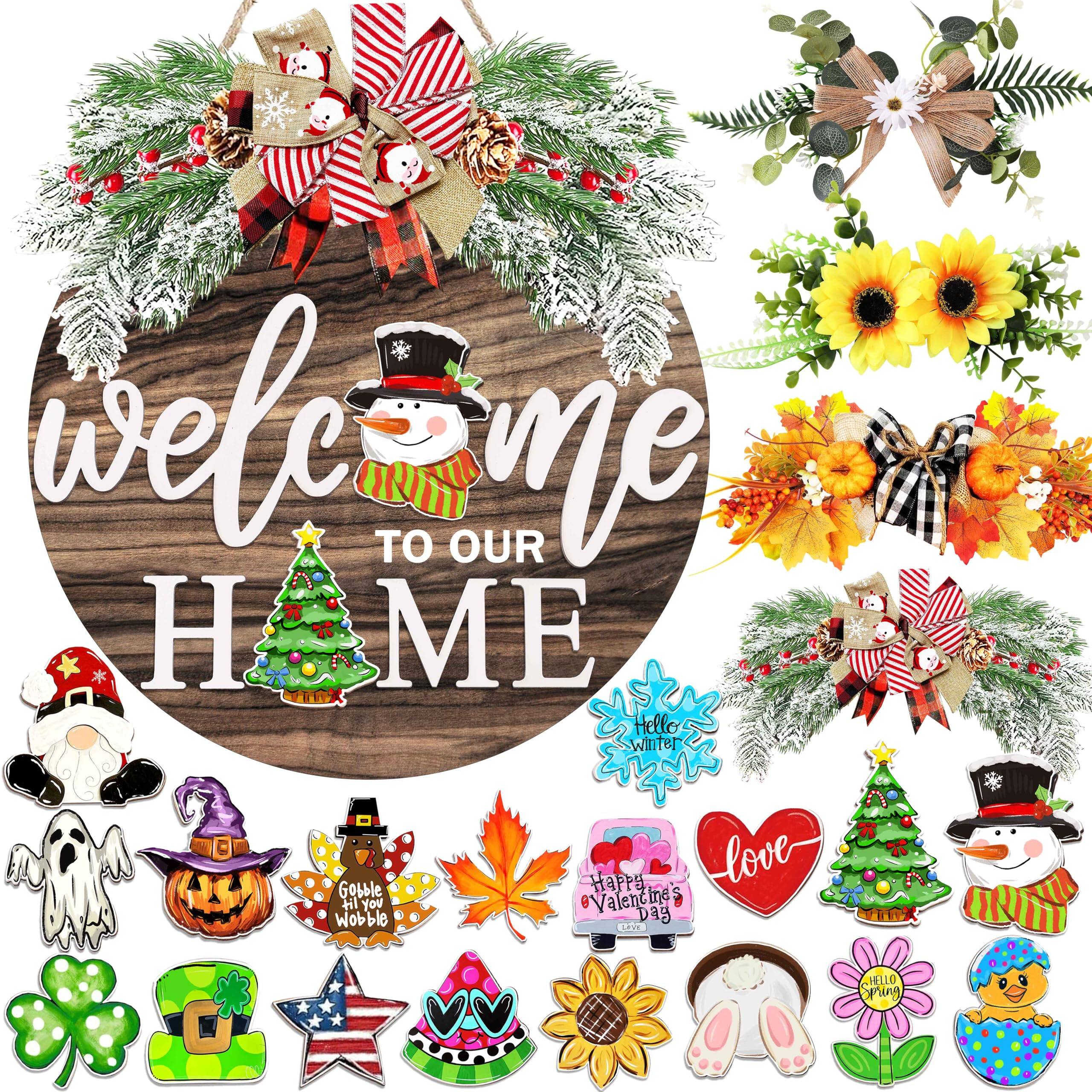 PARKER SLATER Interchangeable Welcome Sign For Front Door With 4 ...
