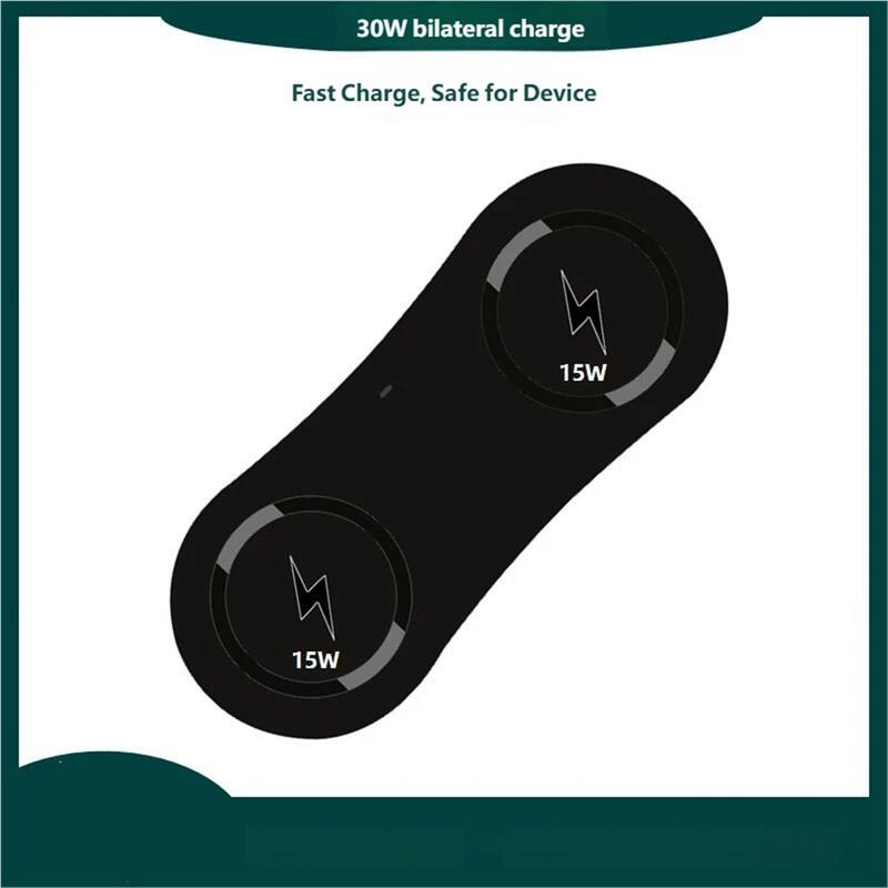 RISOKEYS 2 in 1 Dual 15W Wireless Charger for iPhone 30W Fast Charging ...