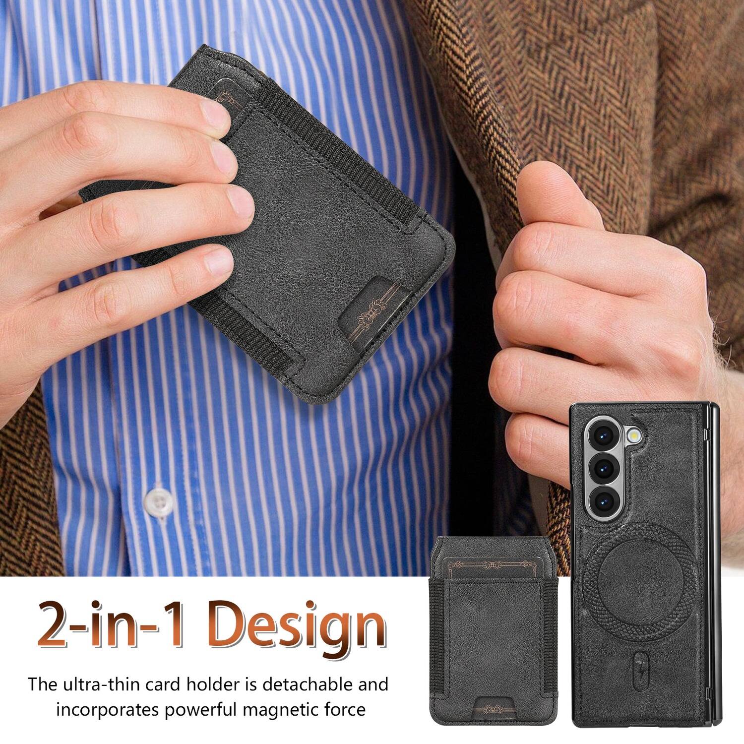 Dteck Magnetic Wallet Case for Samsung Galaxy Z Fold6,Vintage Matte PU ...