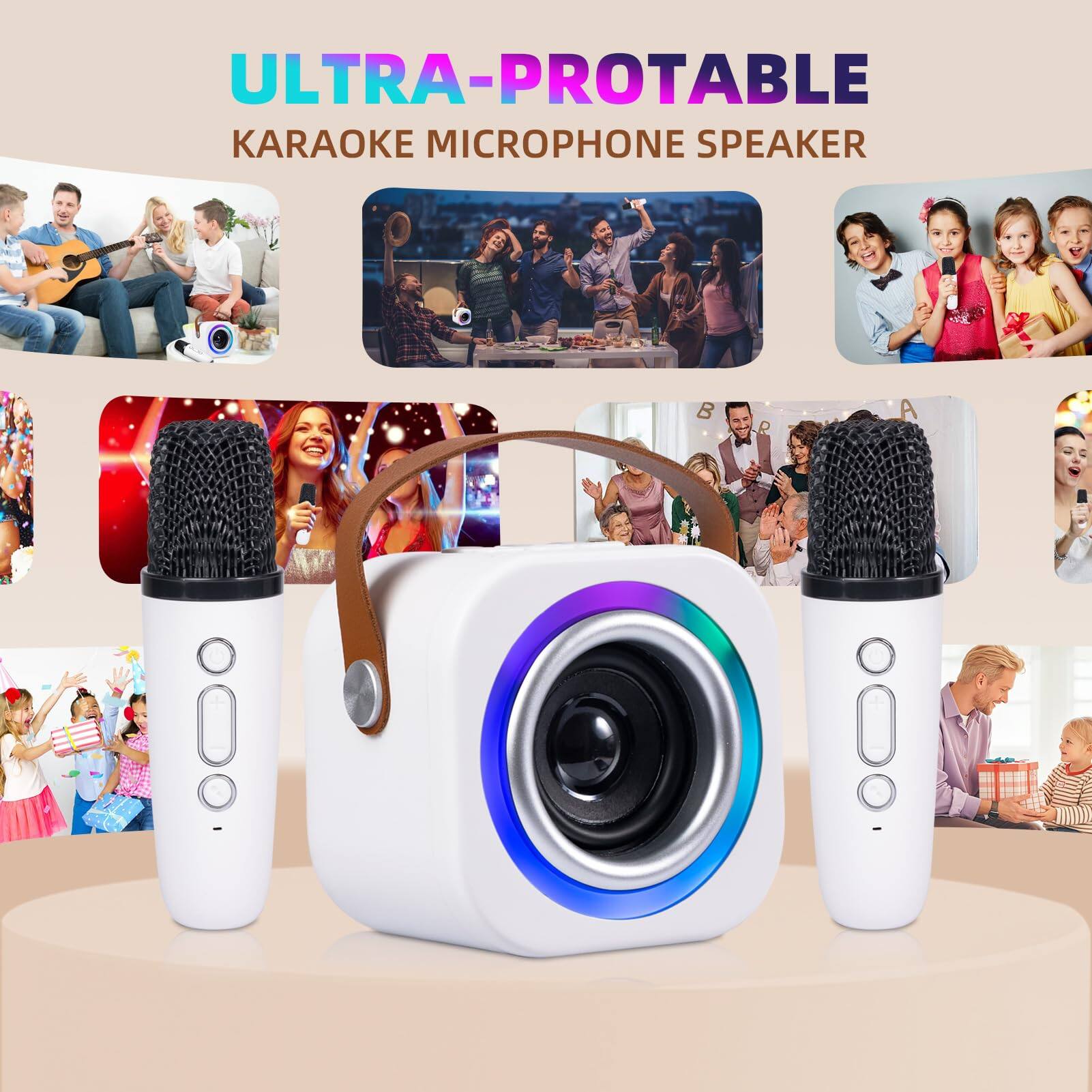 Cozy Serene Mini Karaoke Machine Wireless Mics Top Singing Toys ...