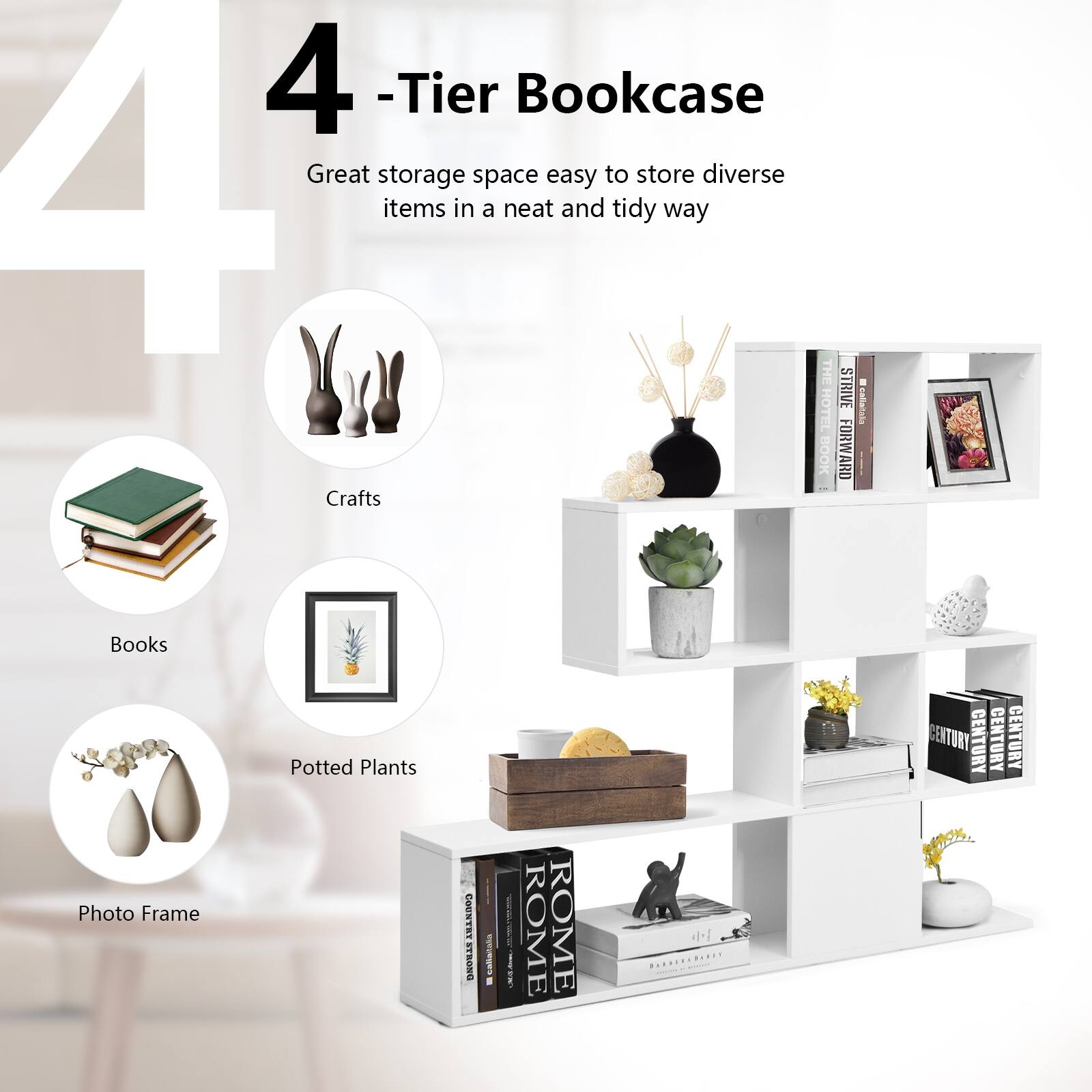 Ecooso 5 Tier Designable Corner Ladder Bookcase with Open Storage Rack White EOSO592364 - Best Buy