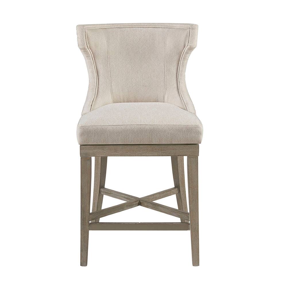 Gracie Mills Allie Swivel Wingback Counter Stool with Metal Kickplate ...