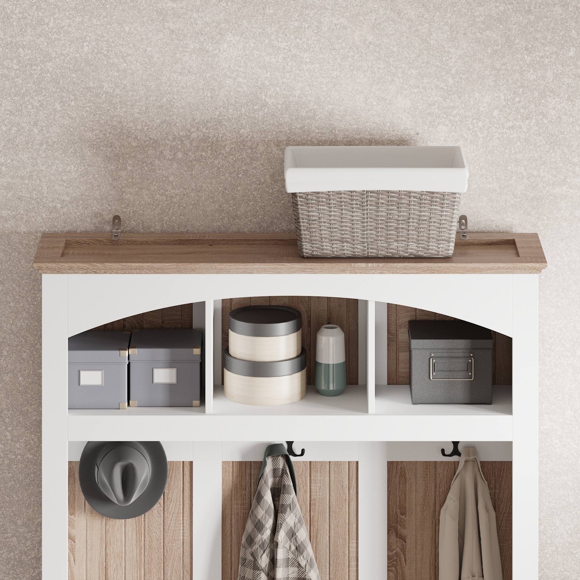 FUFU&GAGA Hall Tree with Coat Rack Shoe Storage Bench and Natural ...