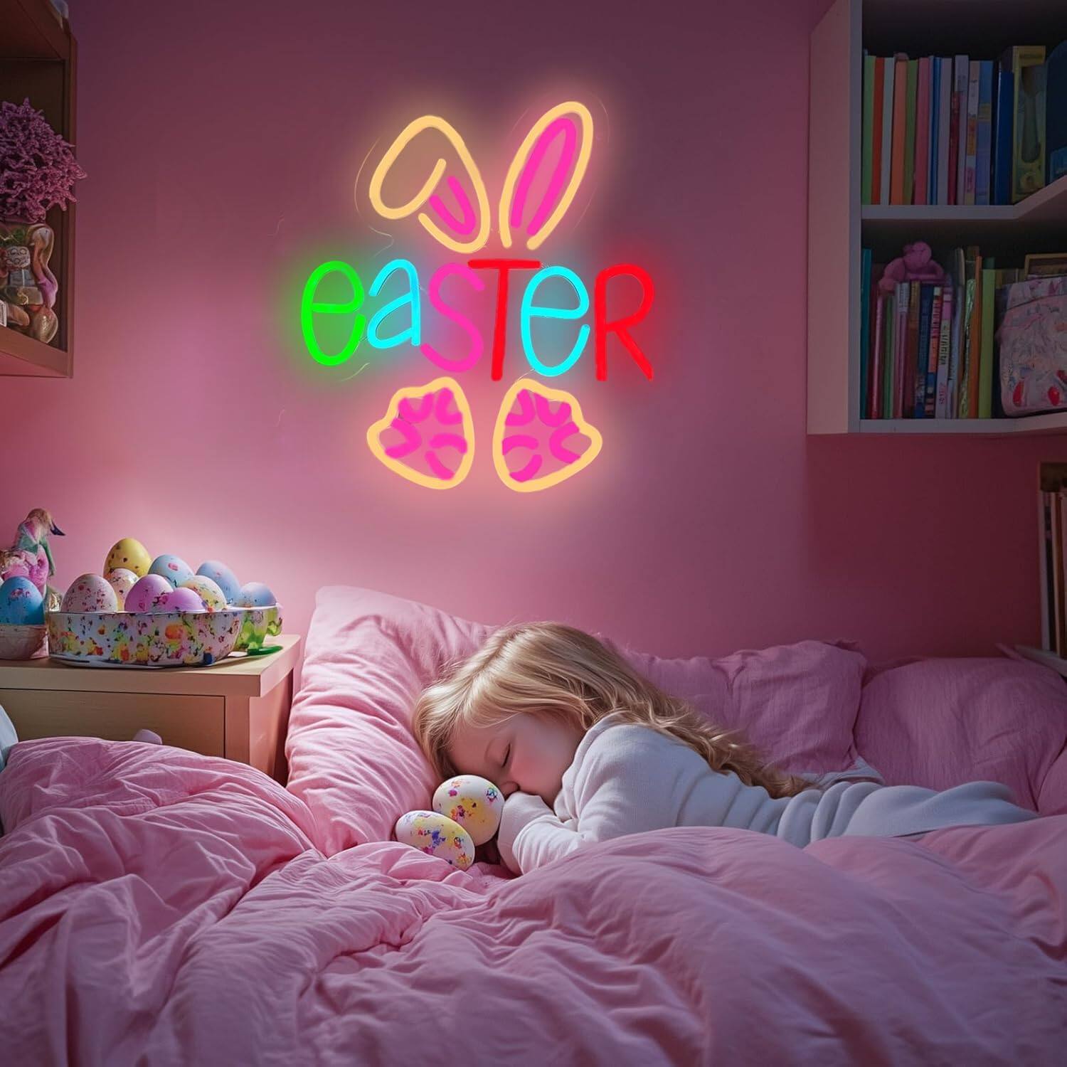 Auledio Easter Bunny Neon Signs LED Neon Lights Sign USB Dimmable ...