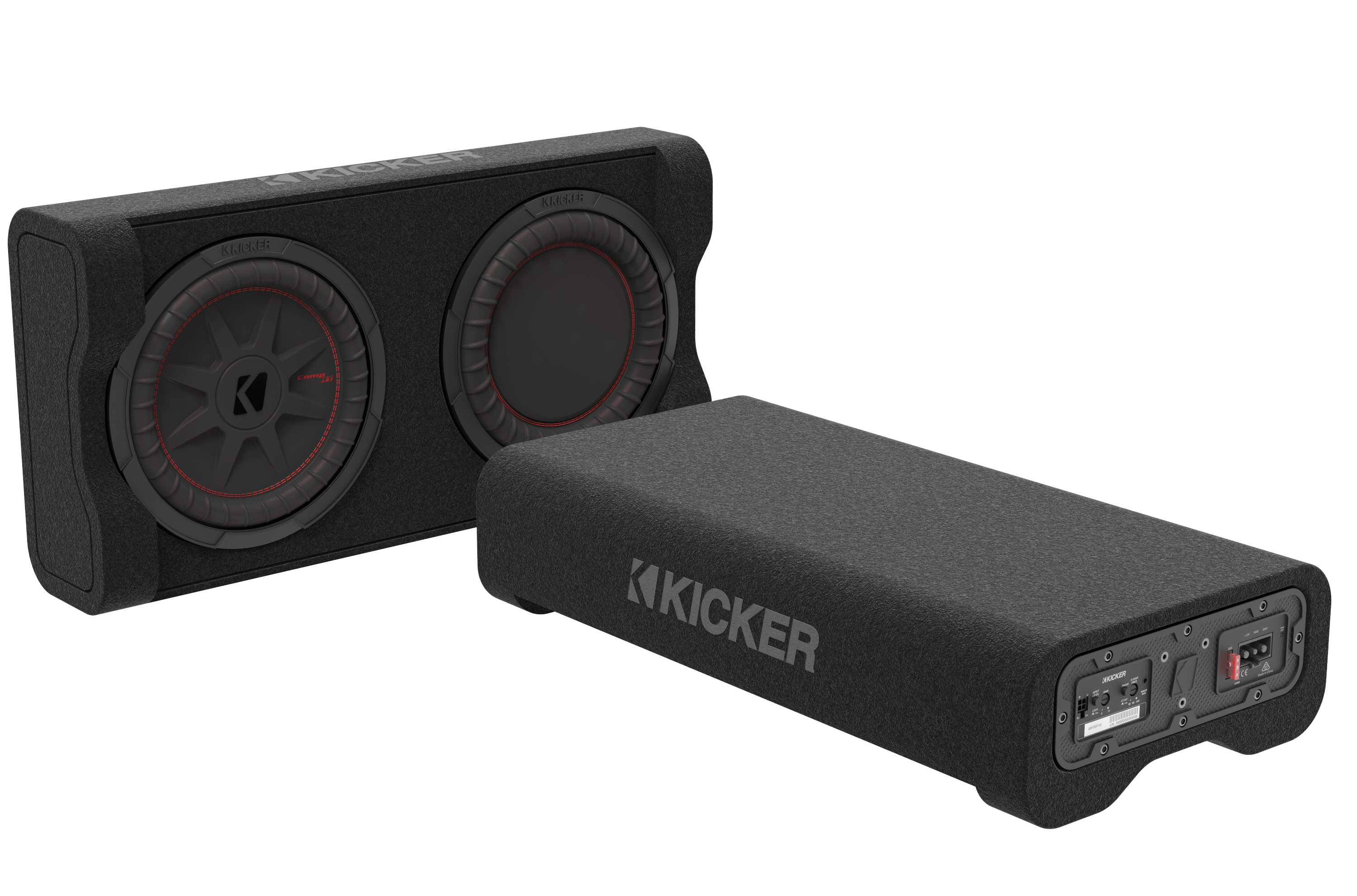 KICKER PTRTP Powered Down Firing 10" Dual Voice Coil Ohm Loaded Subwoofer Enclosure Black ...