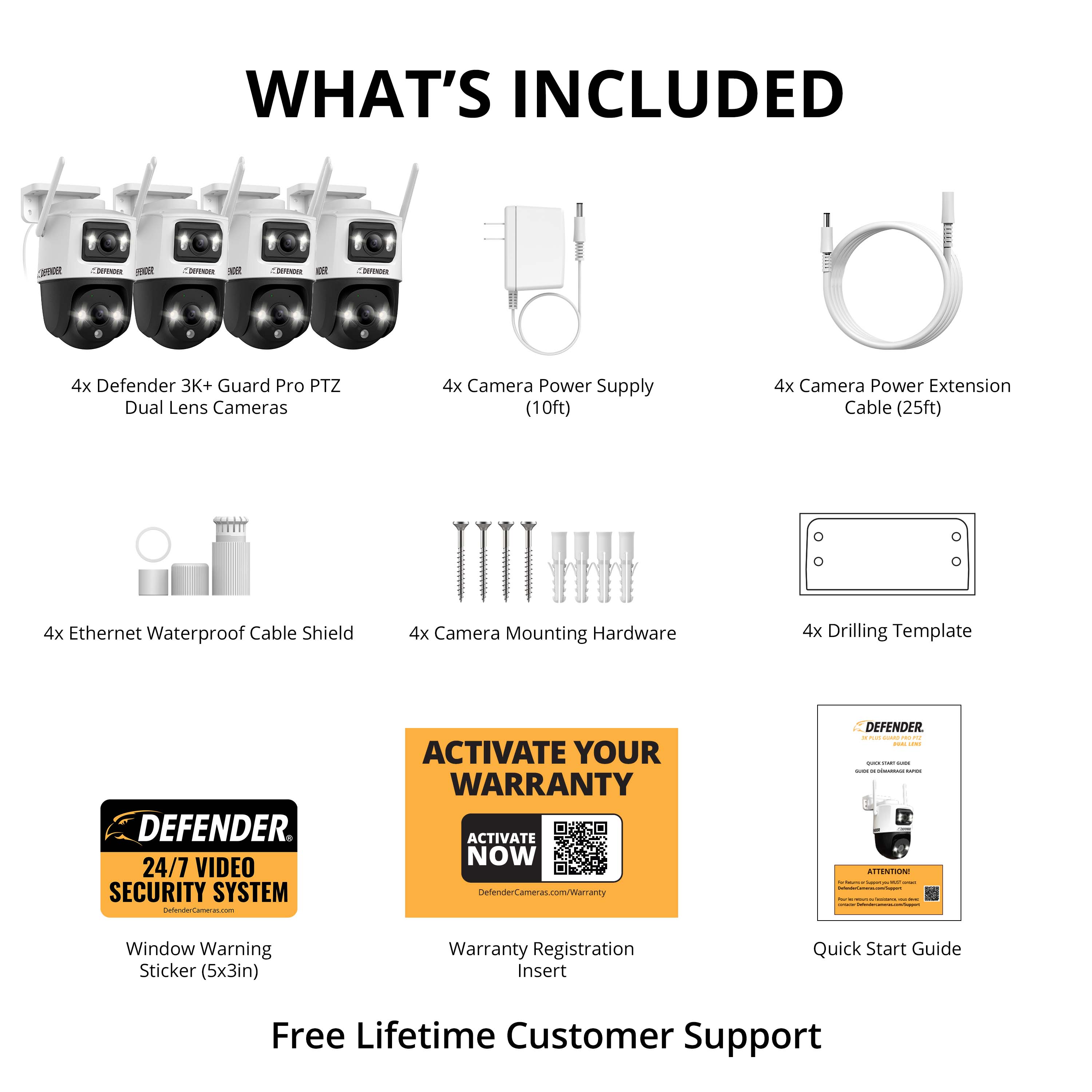 Defender AI POWERED Guard Pro 3K PLUS Dual Lens PTZ Wi Fi 6 Plug in ...