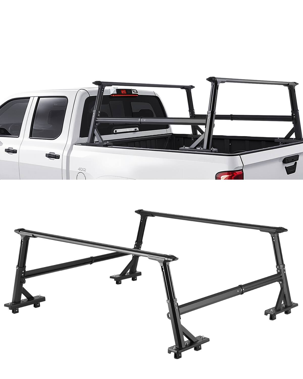 VEVOR Truck Ladder Rack, 21 31.5 in Height, Adjustable Non Drilling ...